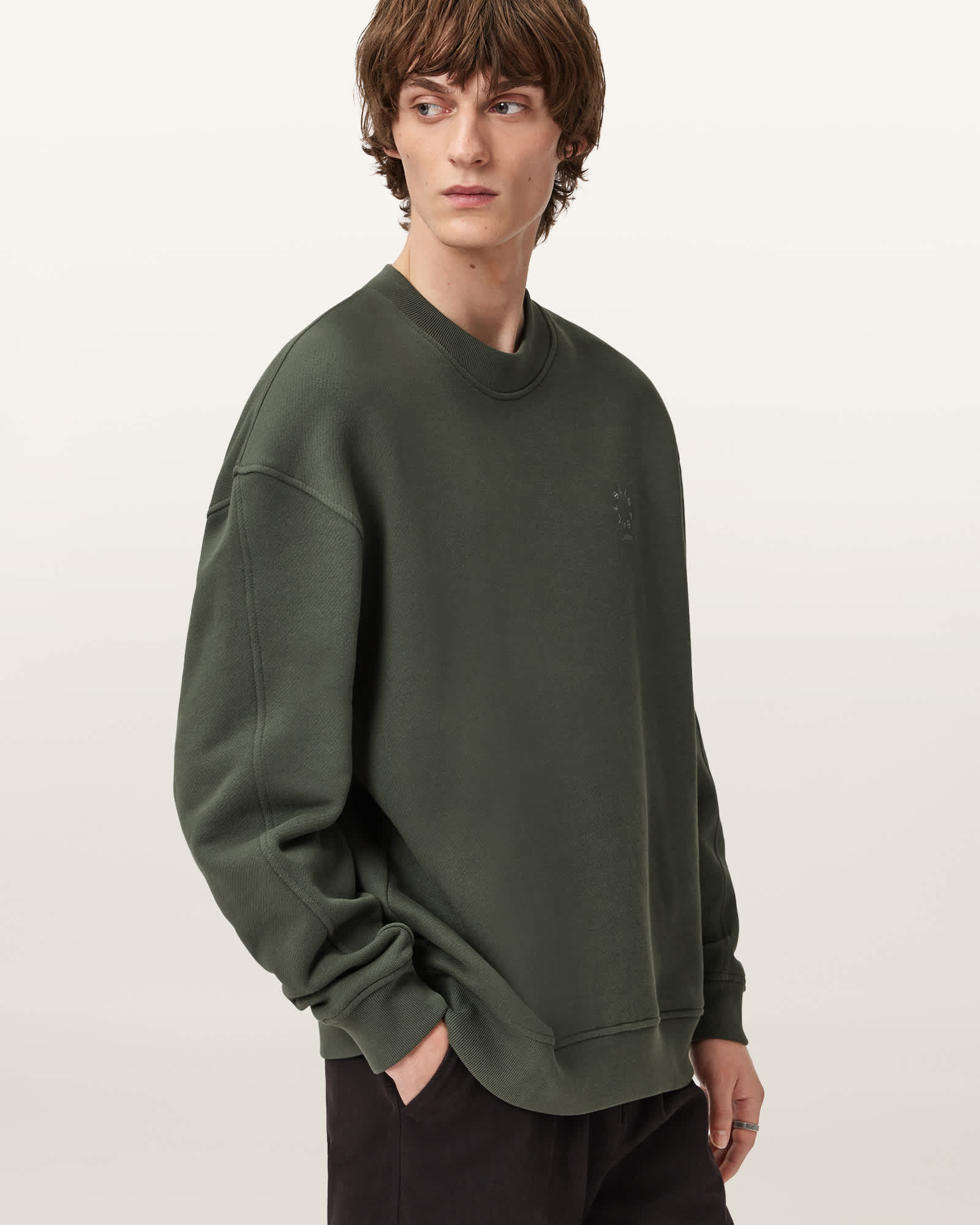 Haven Crew Neck Sweatshirt GARNET GREEN | ALLSAINTS Canada