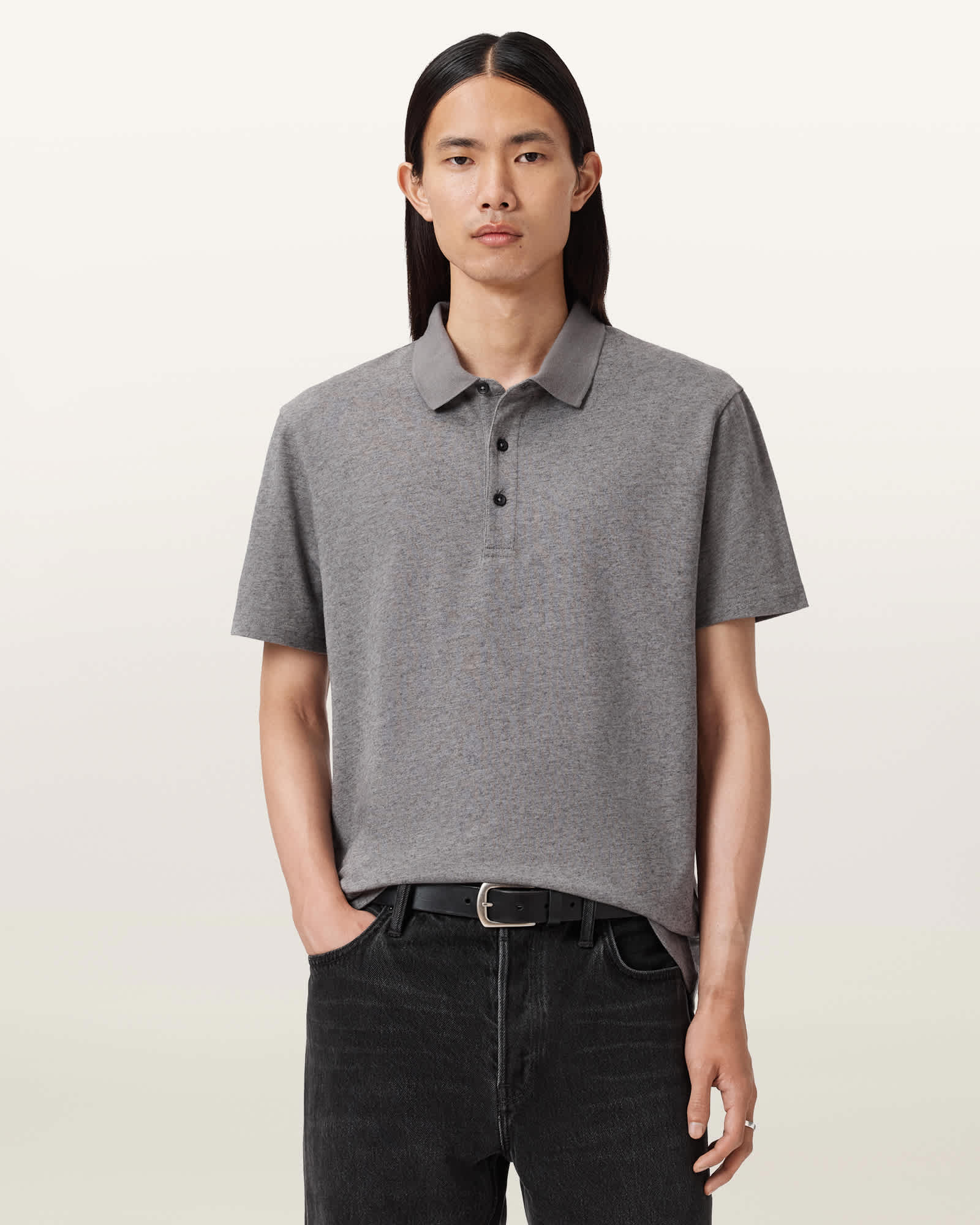 Rowan Short Sleeve Polo MARCH GREY MARL | ALLSAINTS