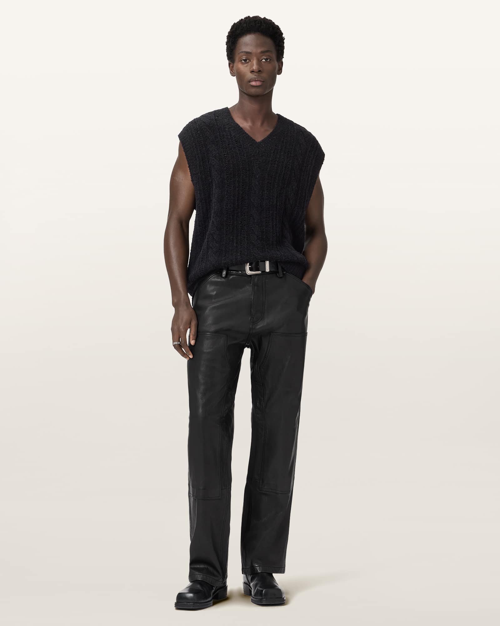 Manto Straight Fit Leather Pants Black | ALLSAINTS US