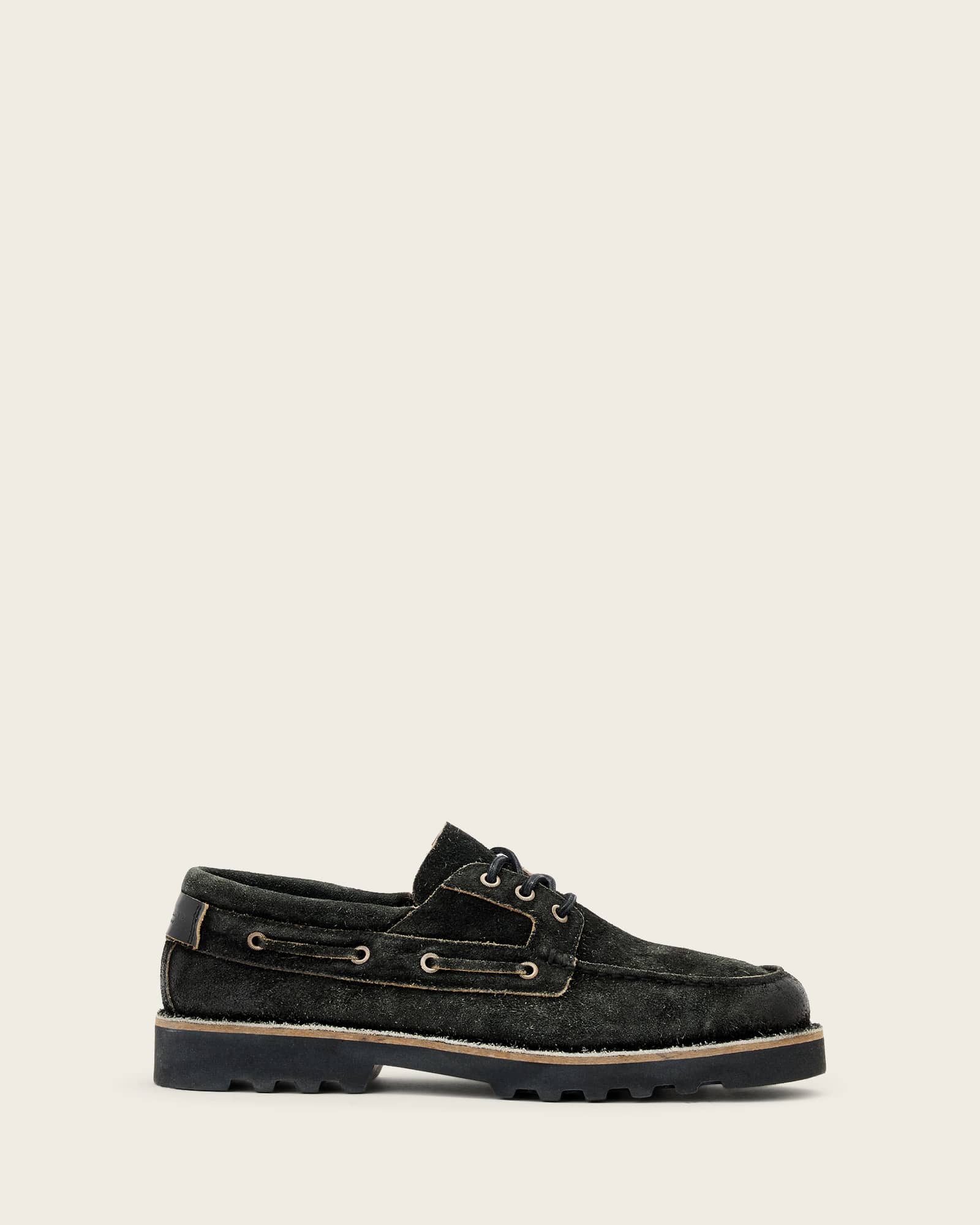 Skiff Leather Boat Shoe Charcoal Grey | ALLSAINTS