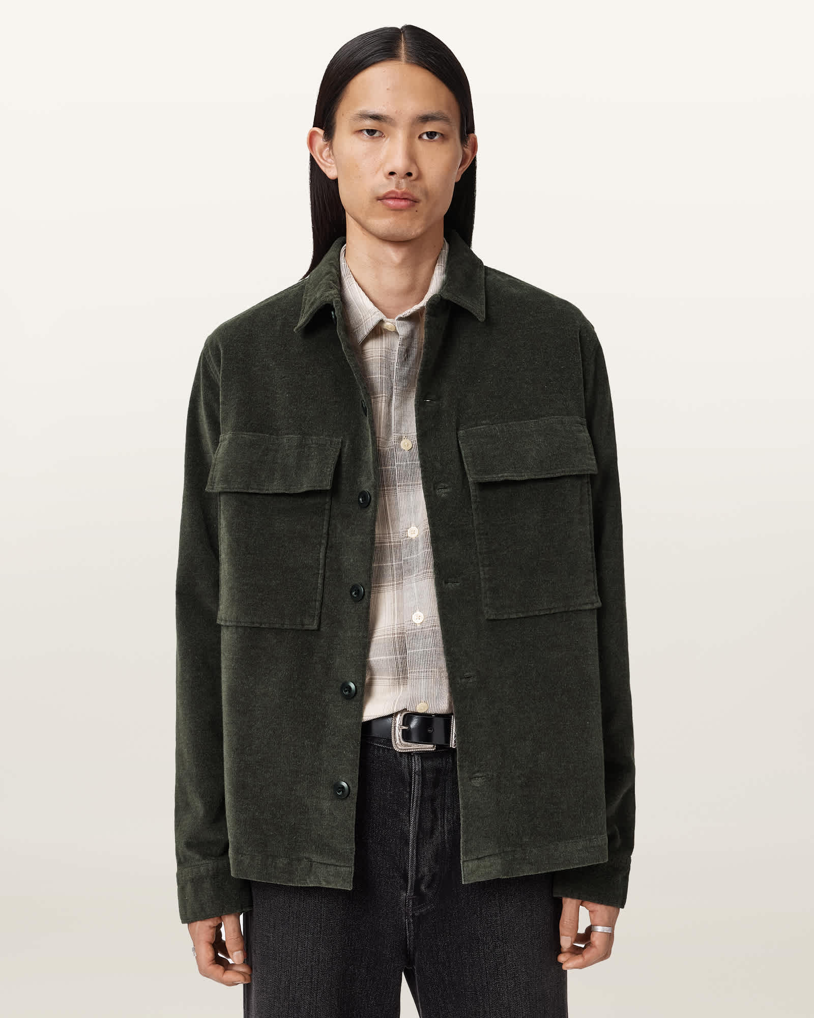 Hawker Long Sleeve Shirt GULL BROWN | ALLSAINTS