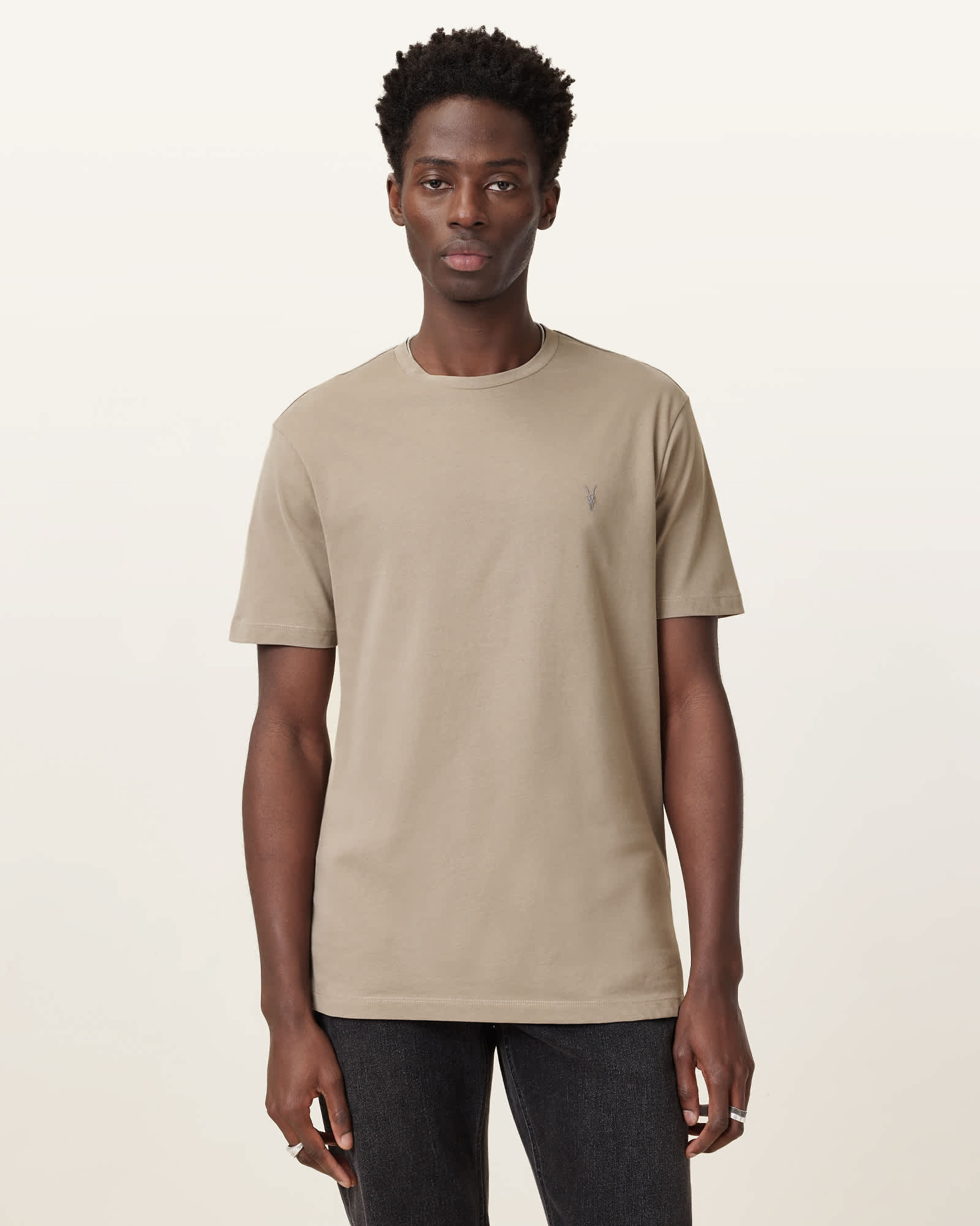 Brace Brushed Cotton Crew Neck T-Shirt CHESTNUT BROWN | ALLSAINTS