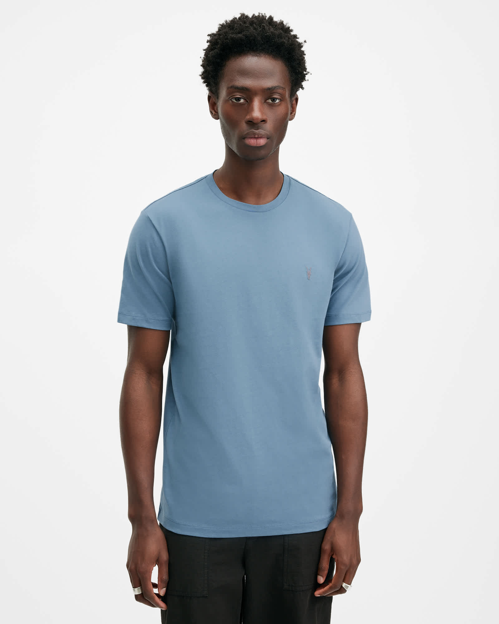 Brace Brushed Cotton Crew Neck T-Shirt AREO BLUE | ALLSAINTS