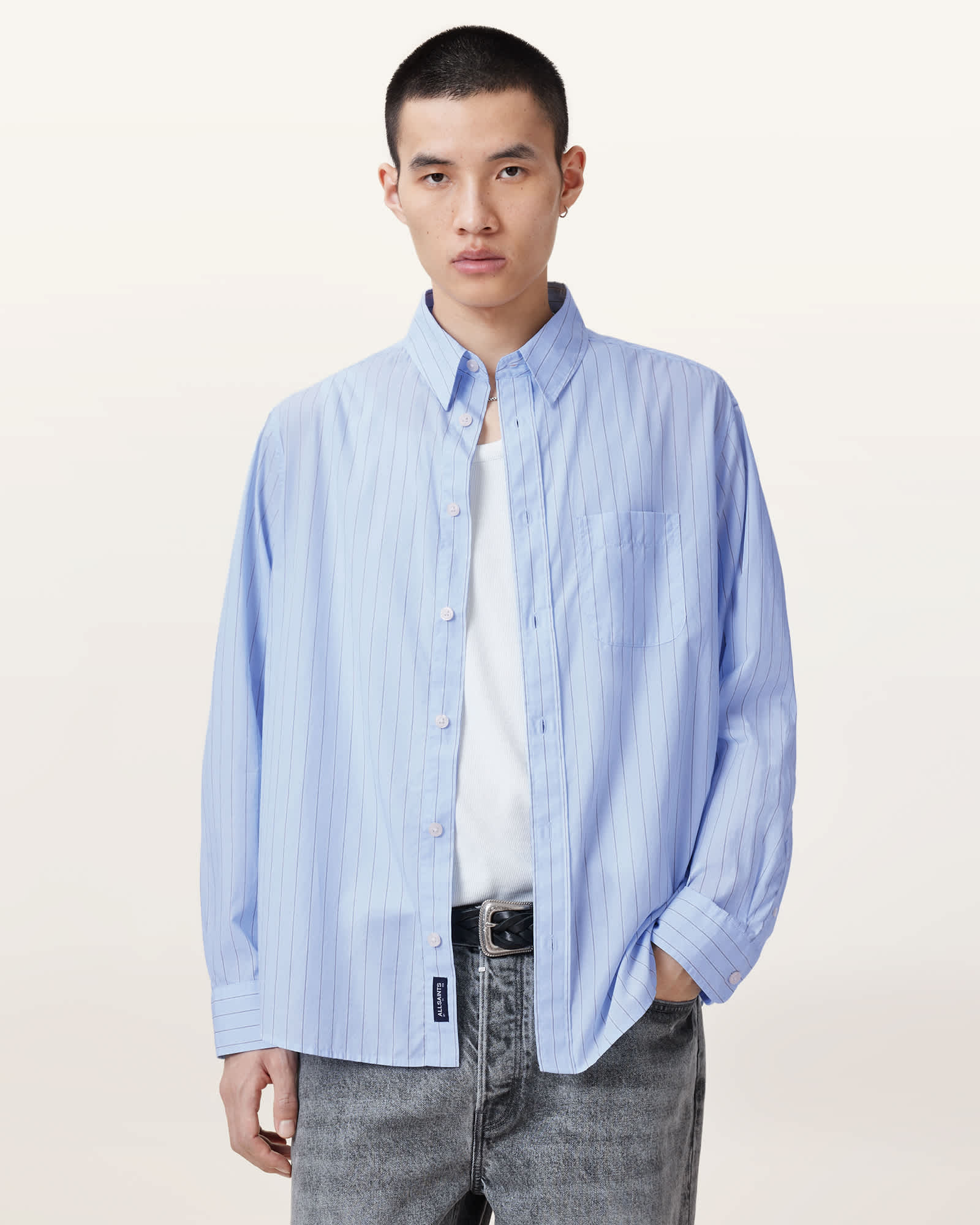 Marcel Long Sleeve Shirt WILLOW BLUE | ALLSAINTS