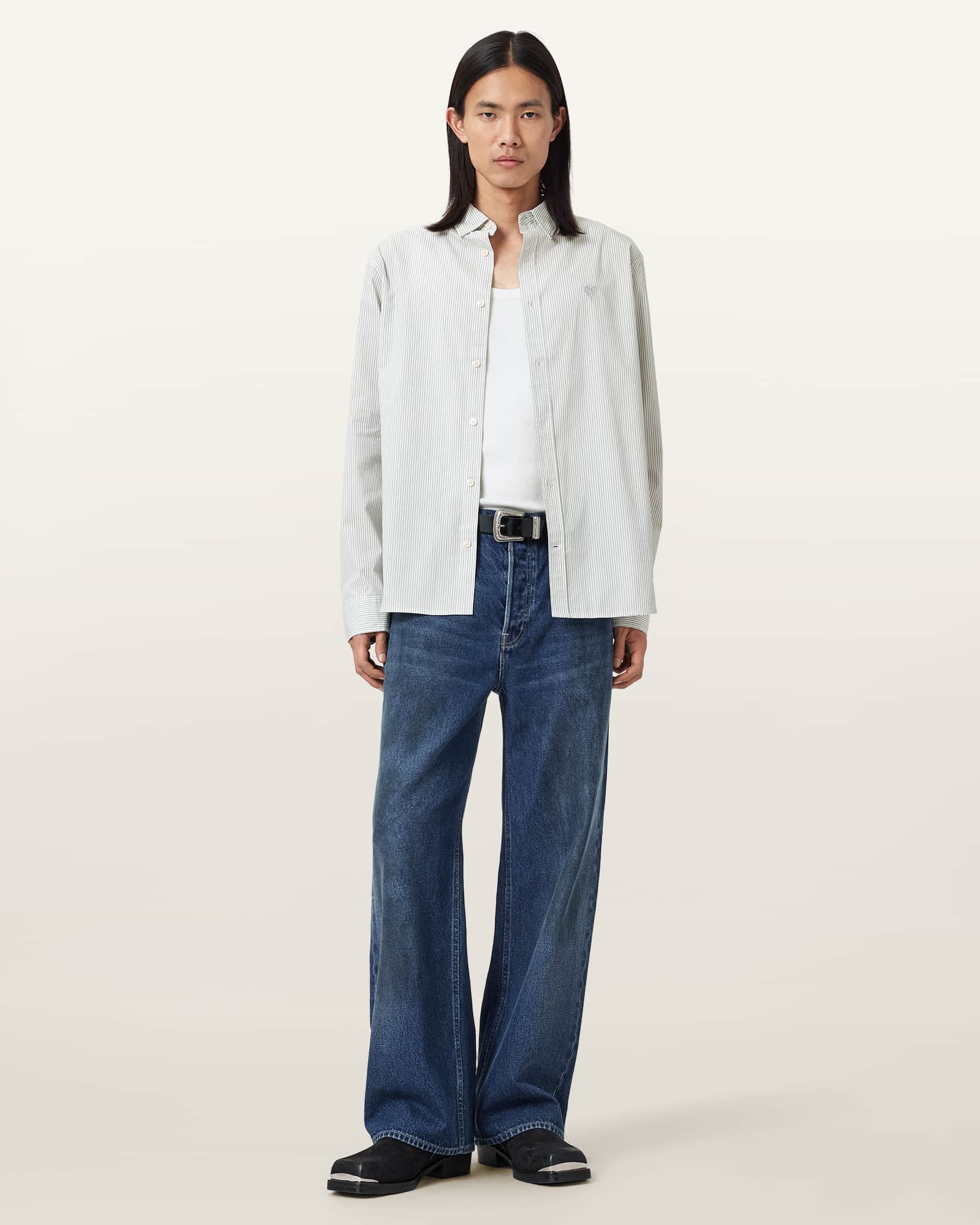 Nolan Long Sleeve Shirt JETSTREAM WHITE | ALLSAINTS