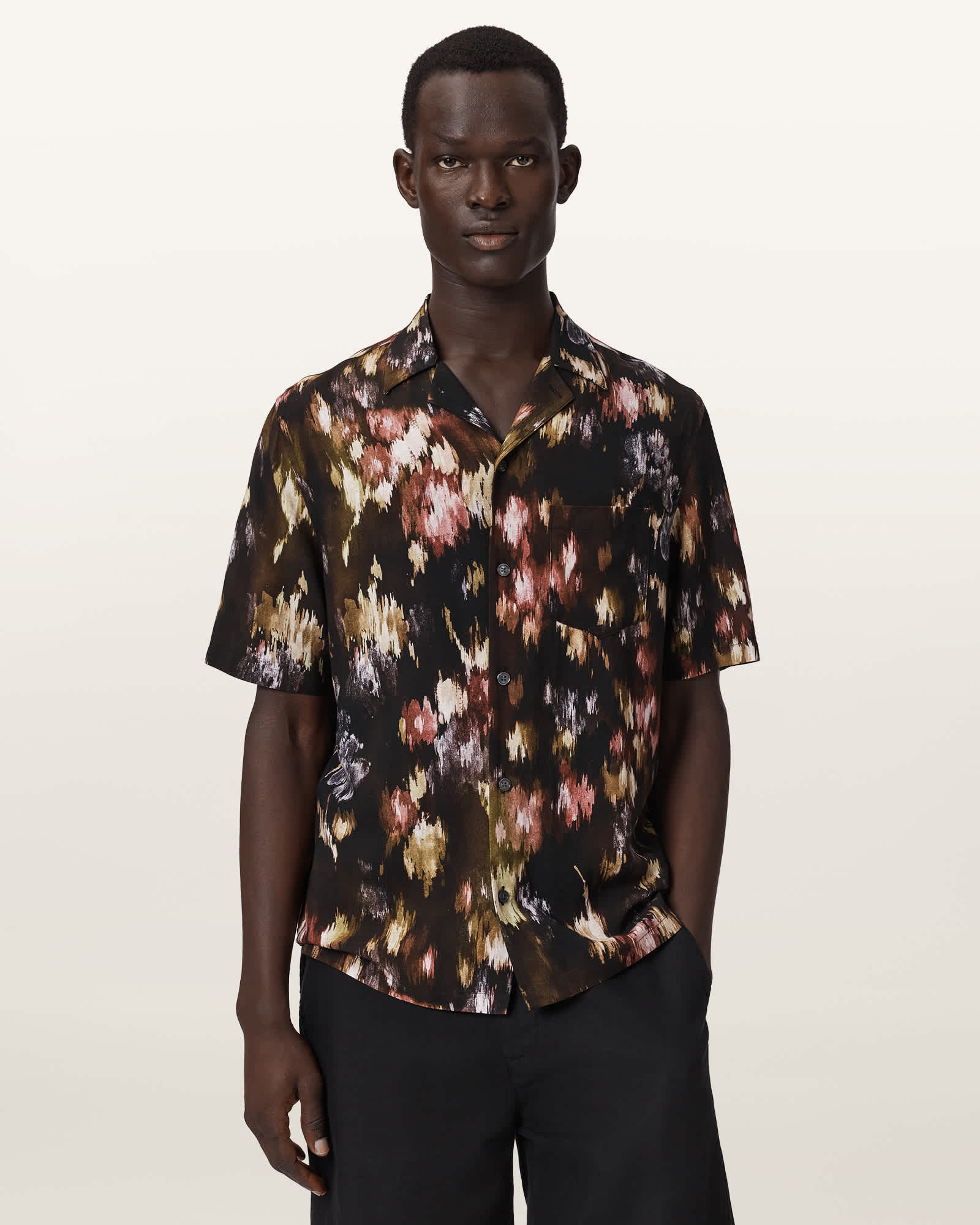 Wildflower Short Sleeve Floral Printed Shirt Black | ALLSAINTS