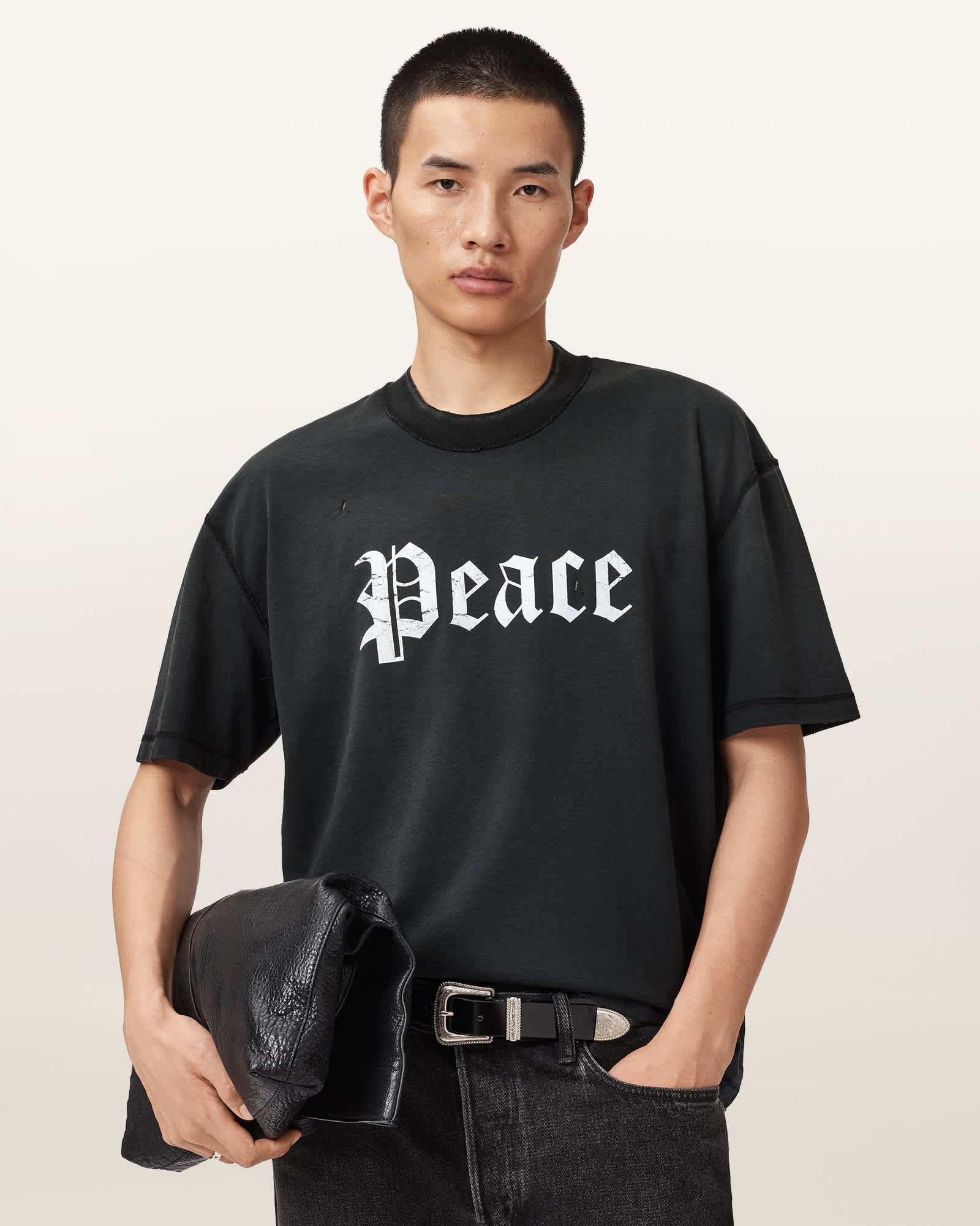 Utopia Boxy T-Shirt Washed Black | ALLSAINTS