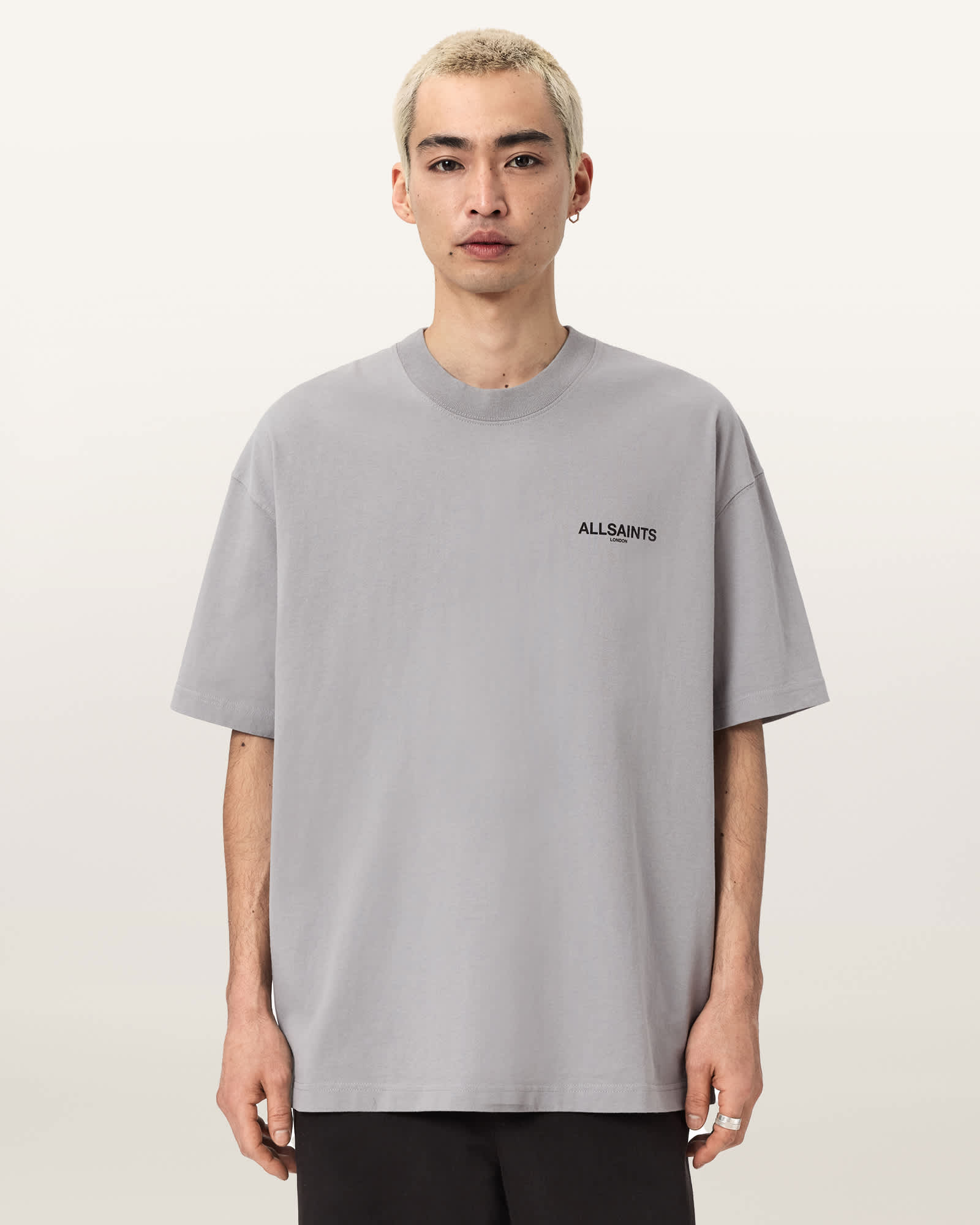 Hallis Oversized Graphic T-Shirt Pebble Grey | ALLSAINTS FR