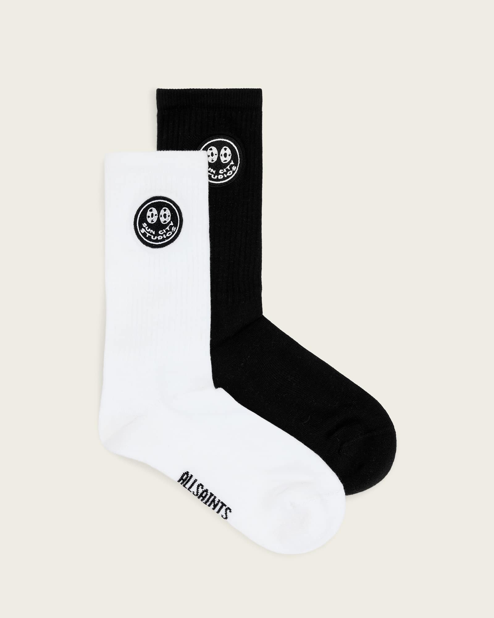 Wrekord 2 Pack Socks White/Black | ALLSAINTS
