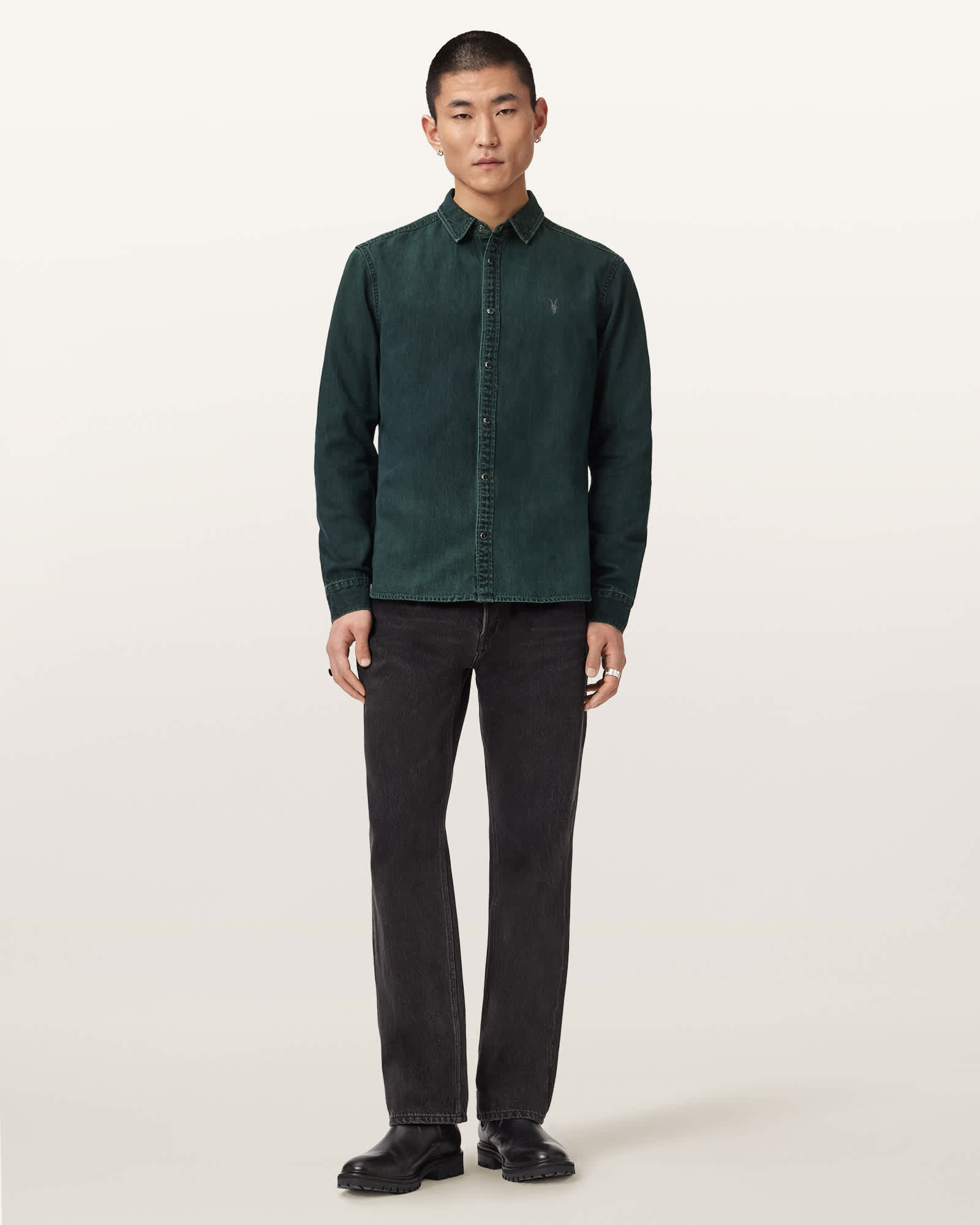 Gleason Long Sleeve Ramskull Shirt PHANTOM BLUE | ALLSAINTS US