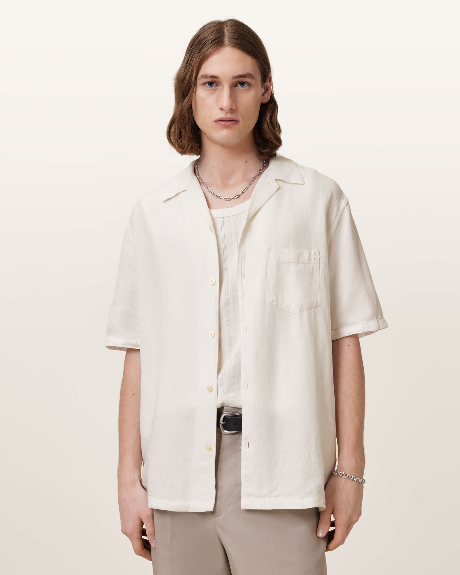 Veda Short Sleeve Shirt Off White | ALLSAINTS