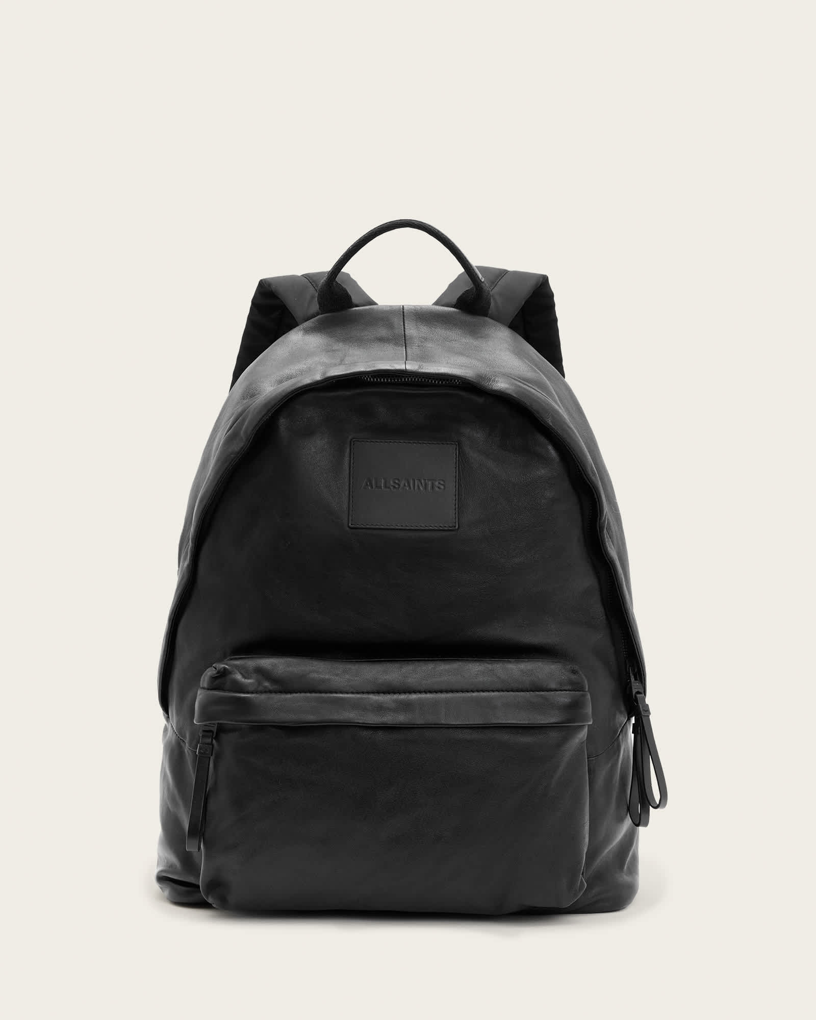 Carabiner Embossed Leather Backpack Black | ALLSAINTS US