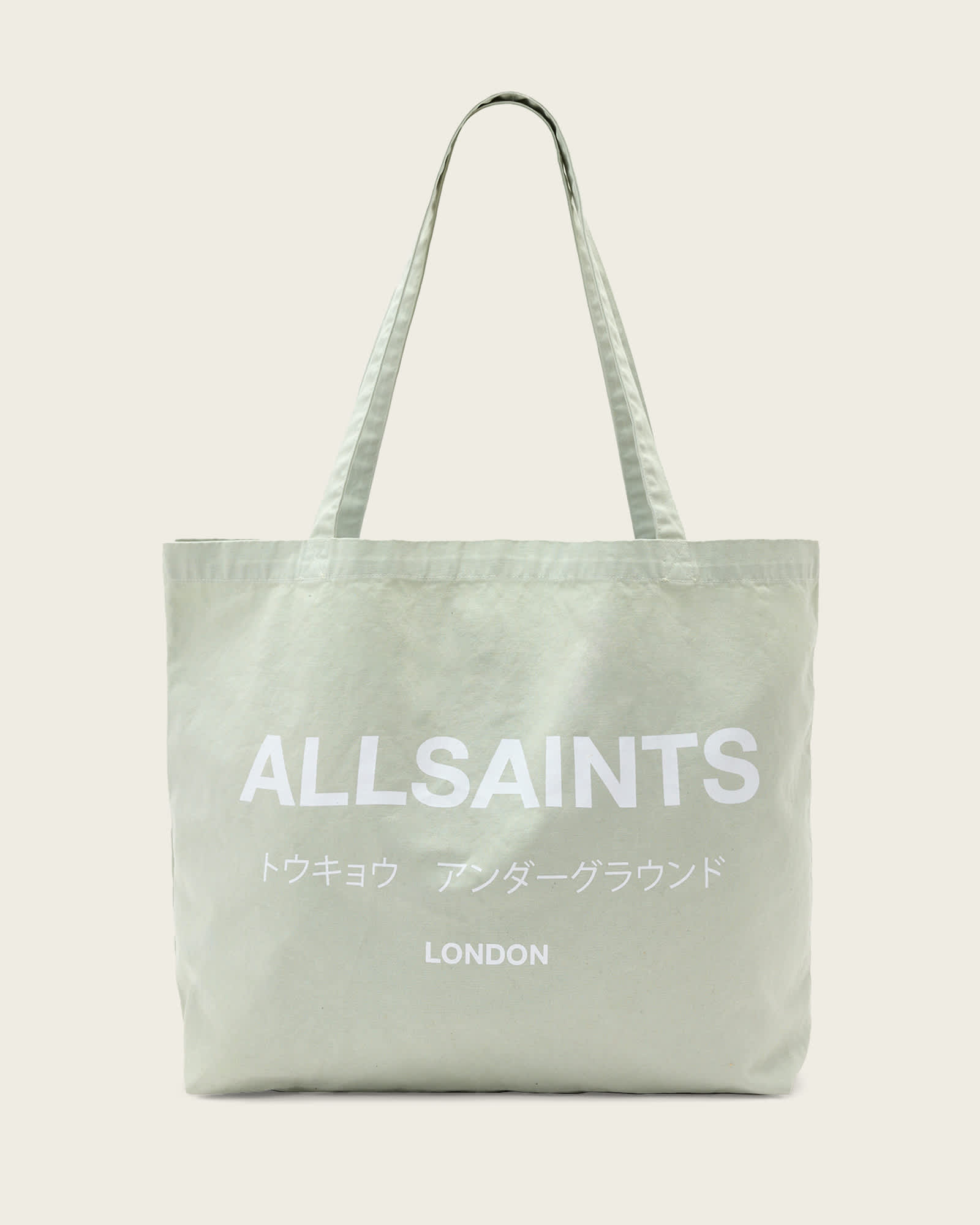 Underground Logo Printed Tote Bag POWDERED GREEN | ALLSAINTS
