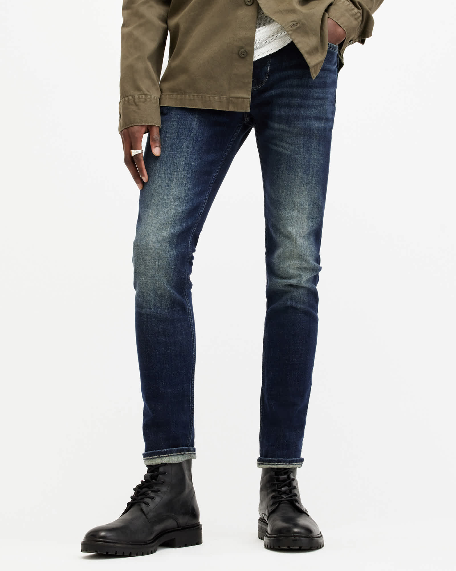 Cigarette Skinny Fit Stretch Denim Jeans Indigo | ALLSAINTS