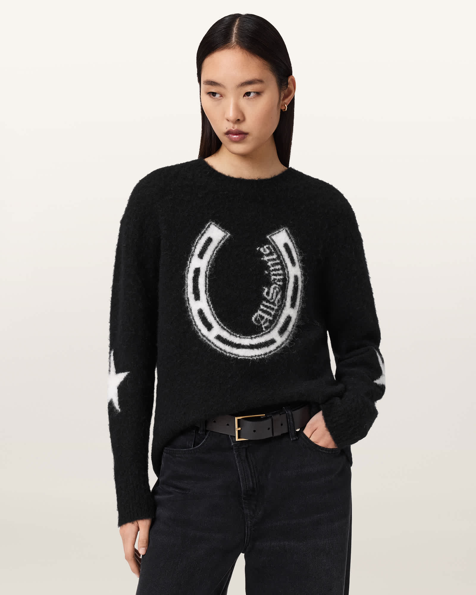 Kismet Crew Neck Jumper BLACK/CHALK WHITE | ALLSAINTS FR