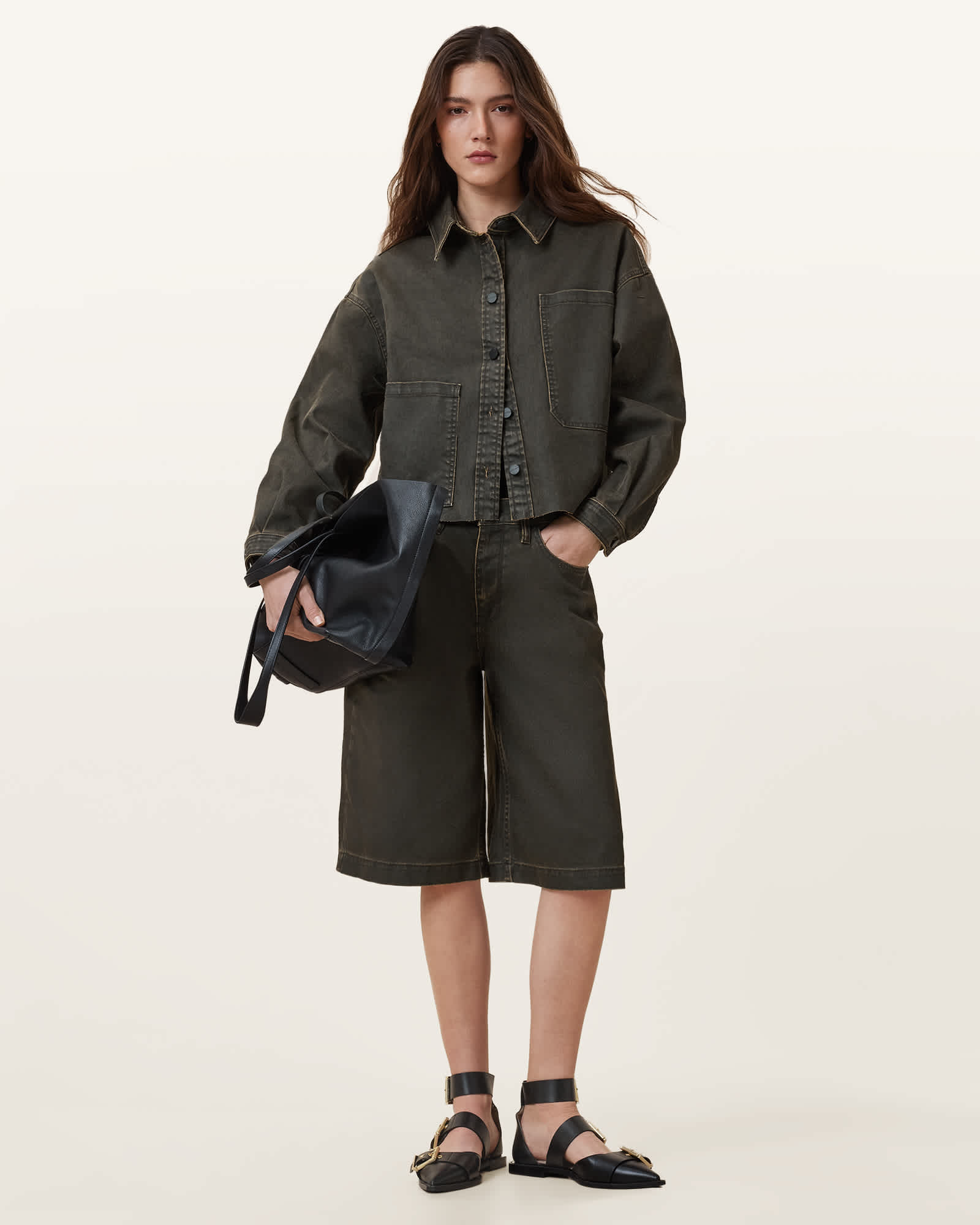 Louie Wide Leg Denim Jorts GOLDEN BLACK | ALLSAINTS