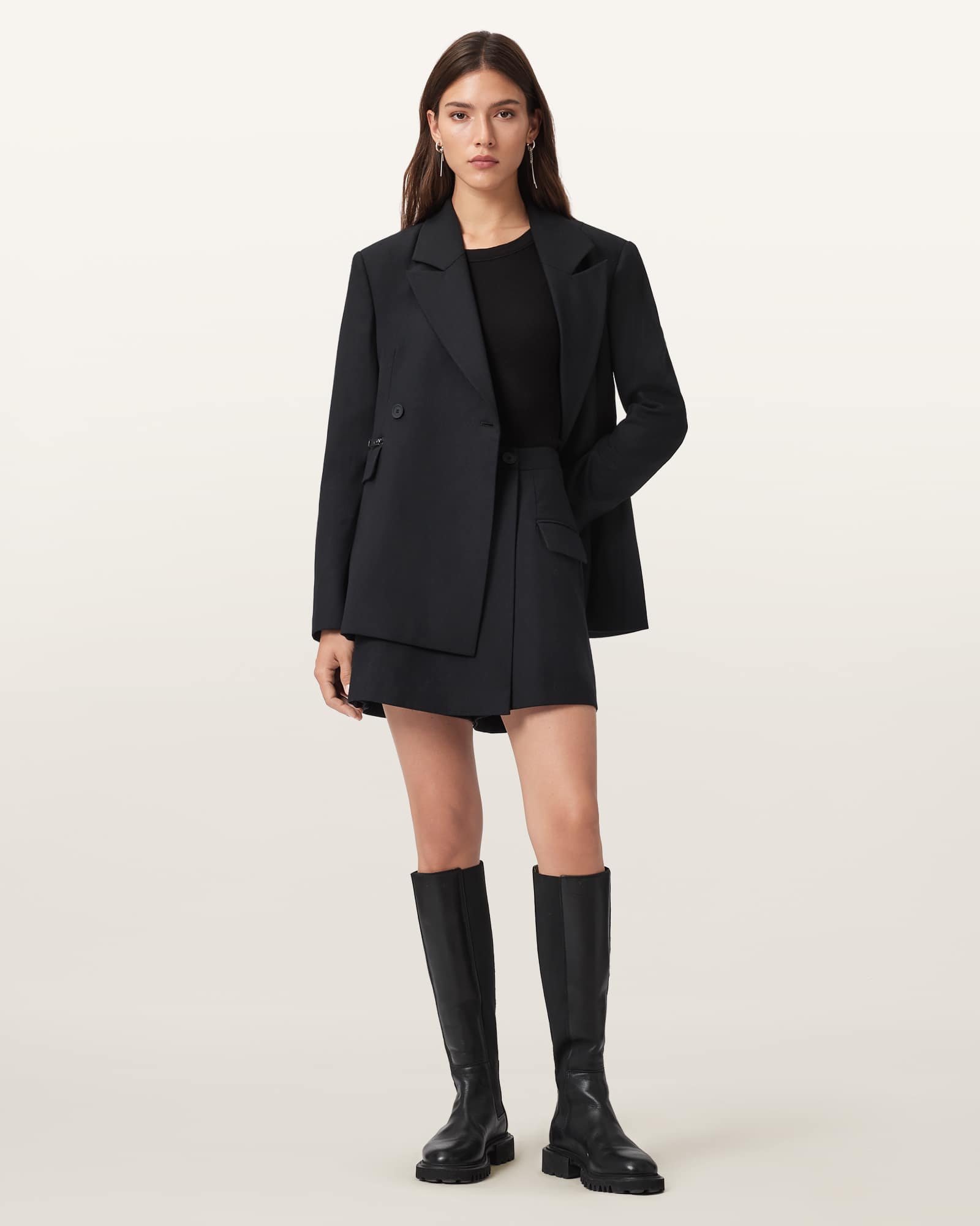 Mimmie Asymmetric Skort Black | ALLSAINTS US