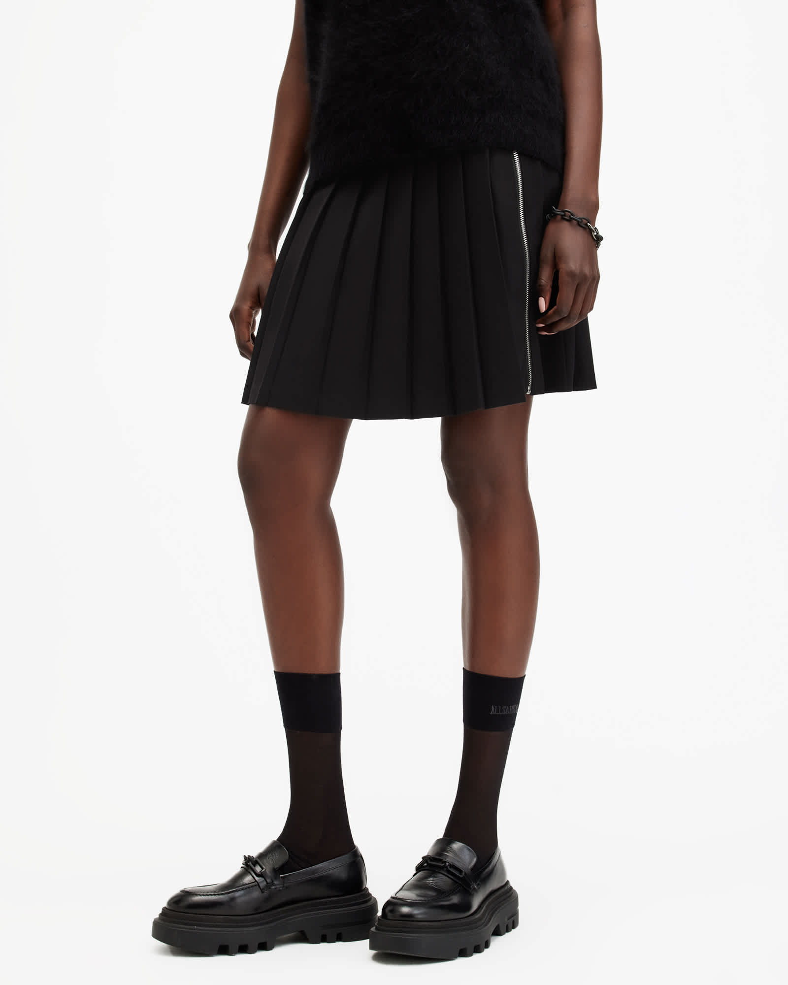 Kilter Wrap Over Mini Skirt Black | ALLSAINTS