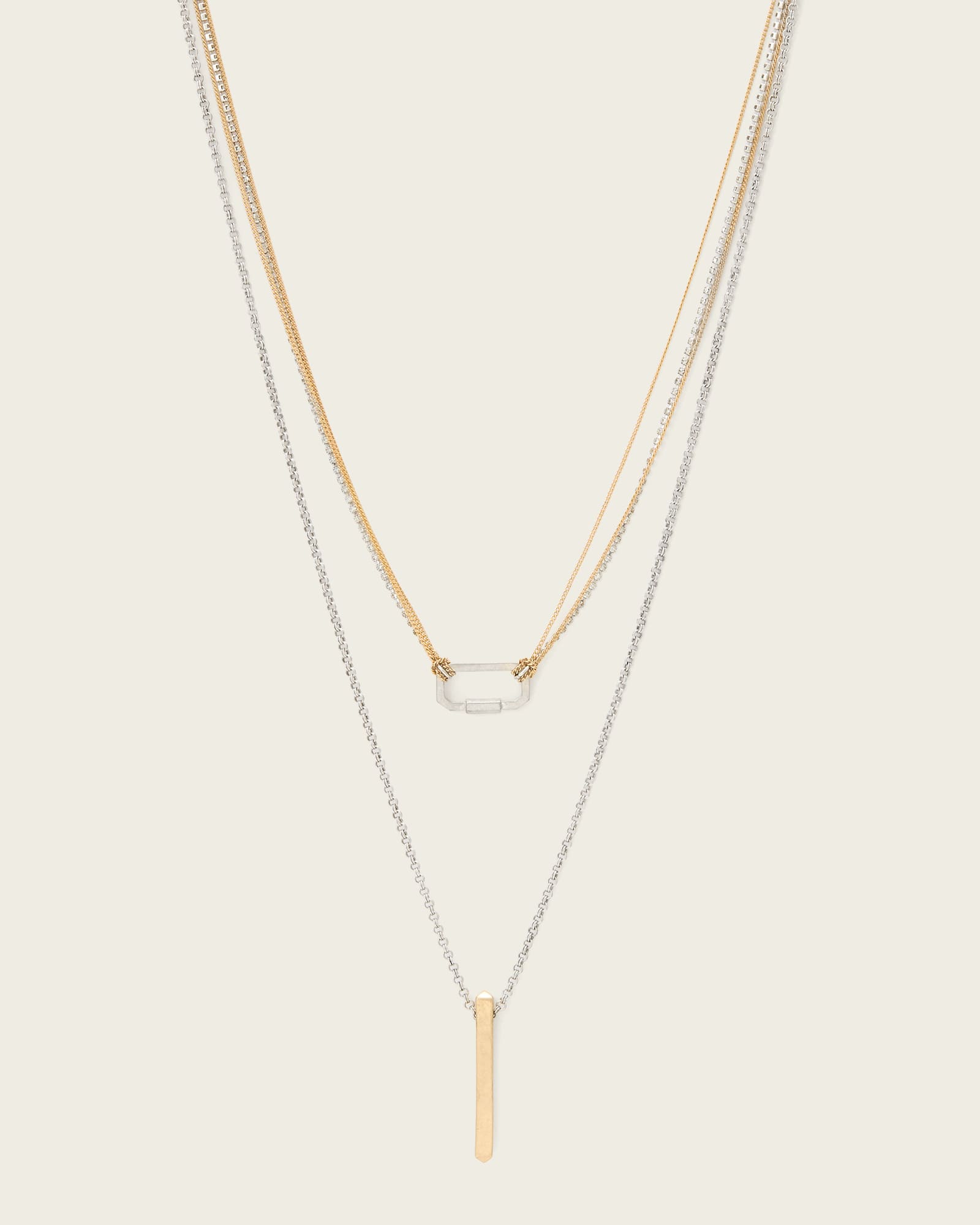 April Double Necklace WARM SILVER/BRASS | ALLSAINTS Canada