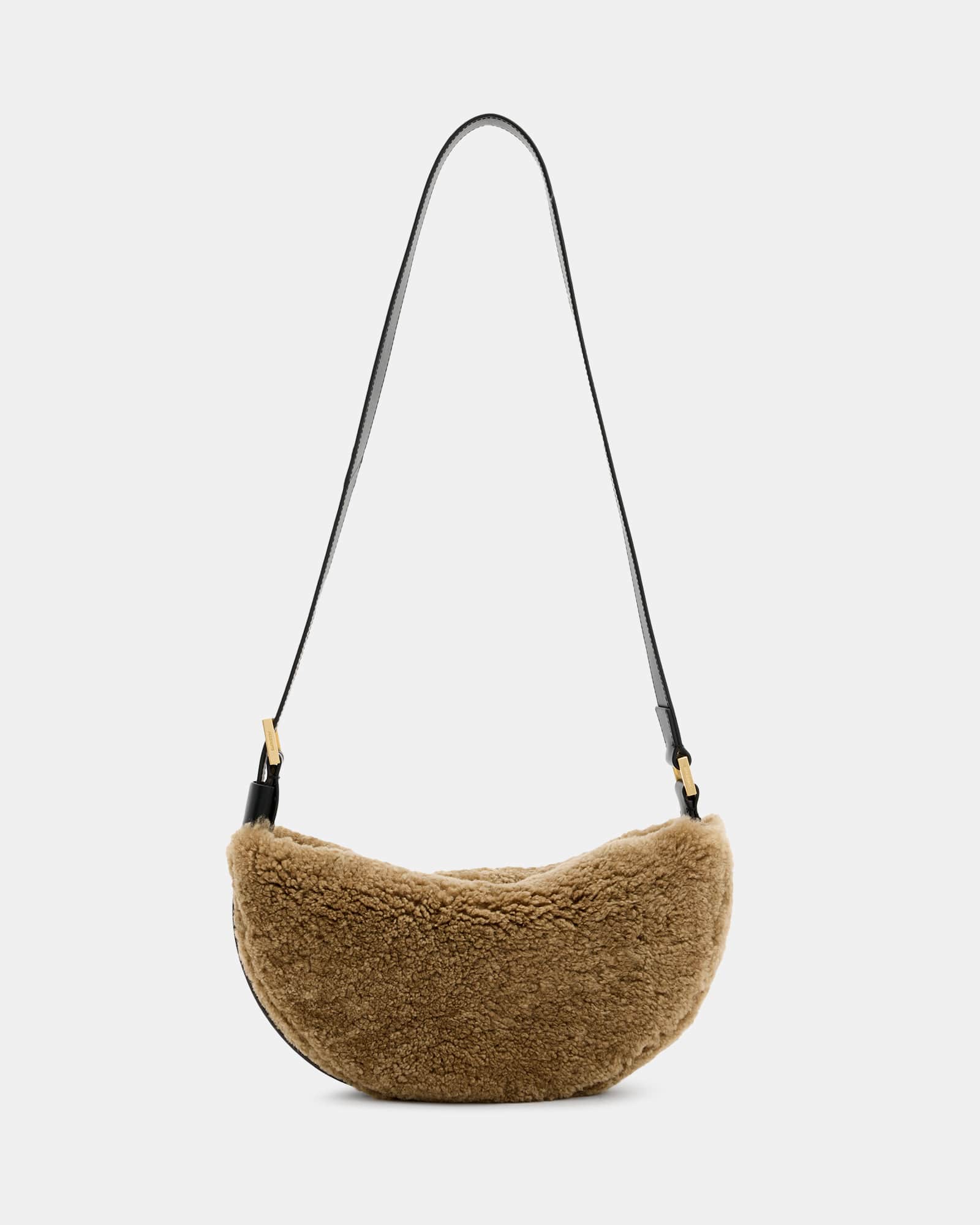 Half Moon Shearling Crossbody Bag TEDDY BROWN | ALLSAINTS US