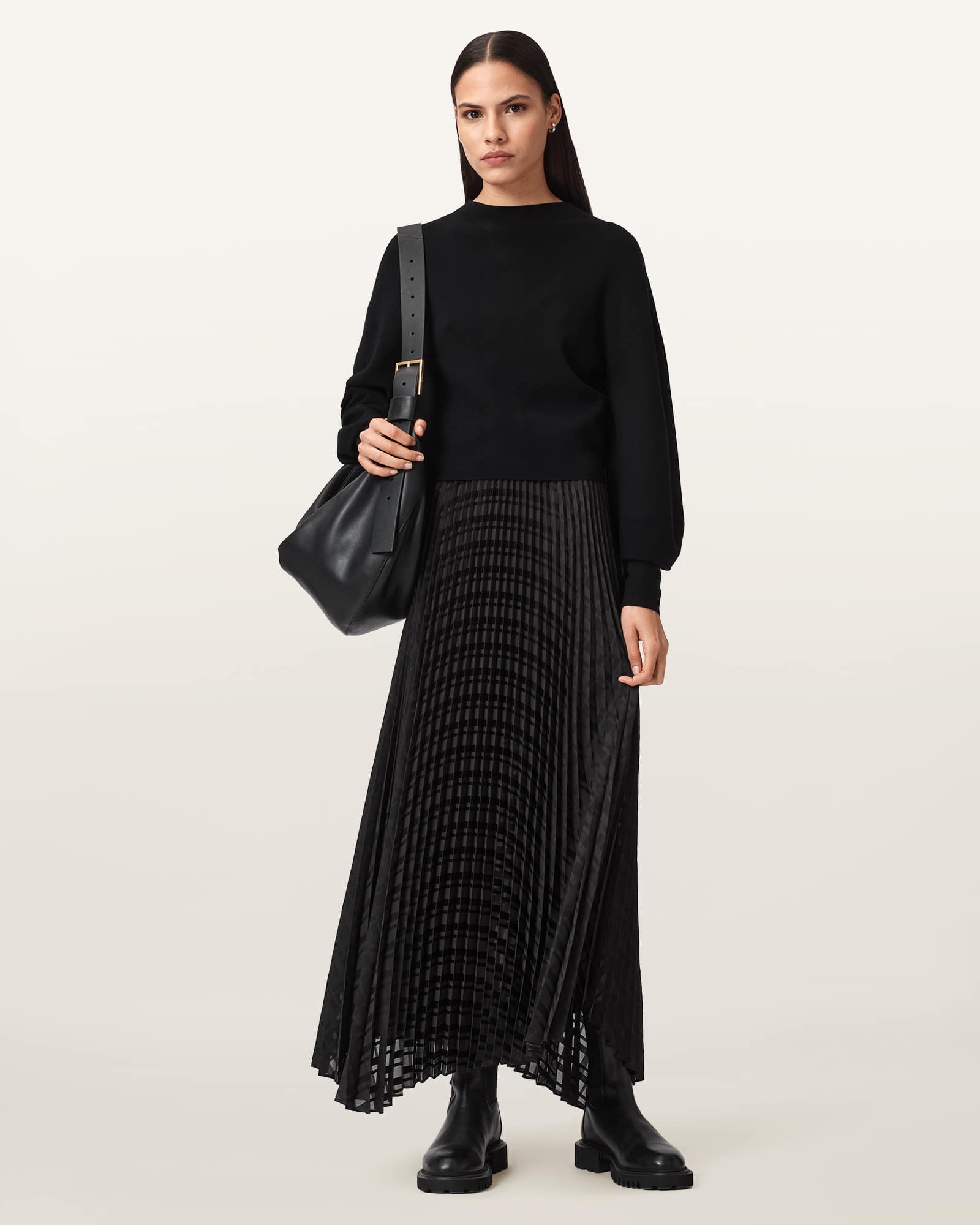 Sinead 2-in-1 Pleated Dress Black | ALLSAINTS US