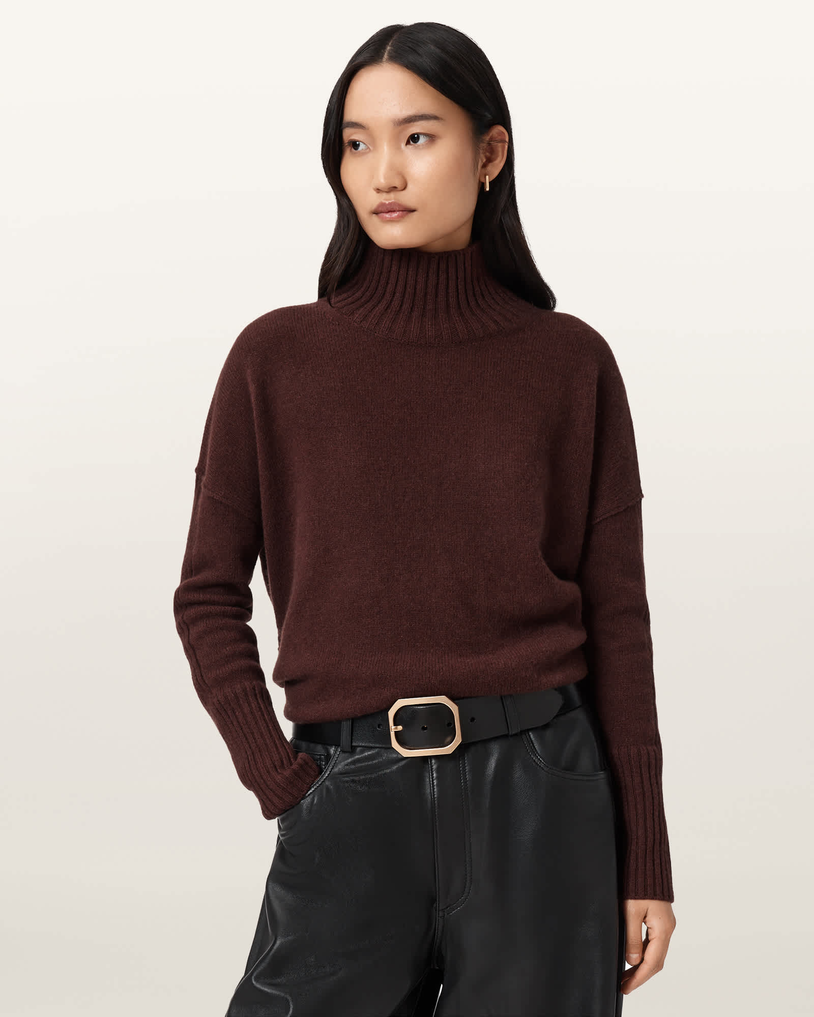 Ester Cashmere Roll Neck Bitter Brown | ALLSAINTS