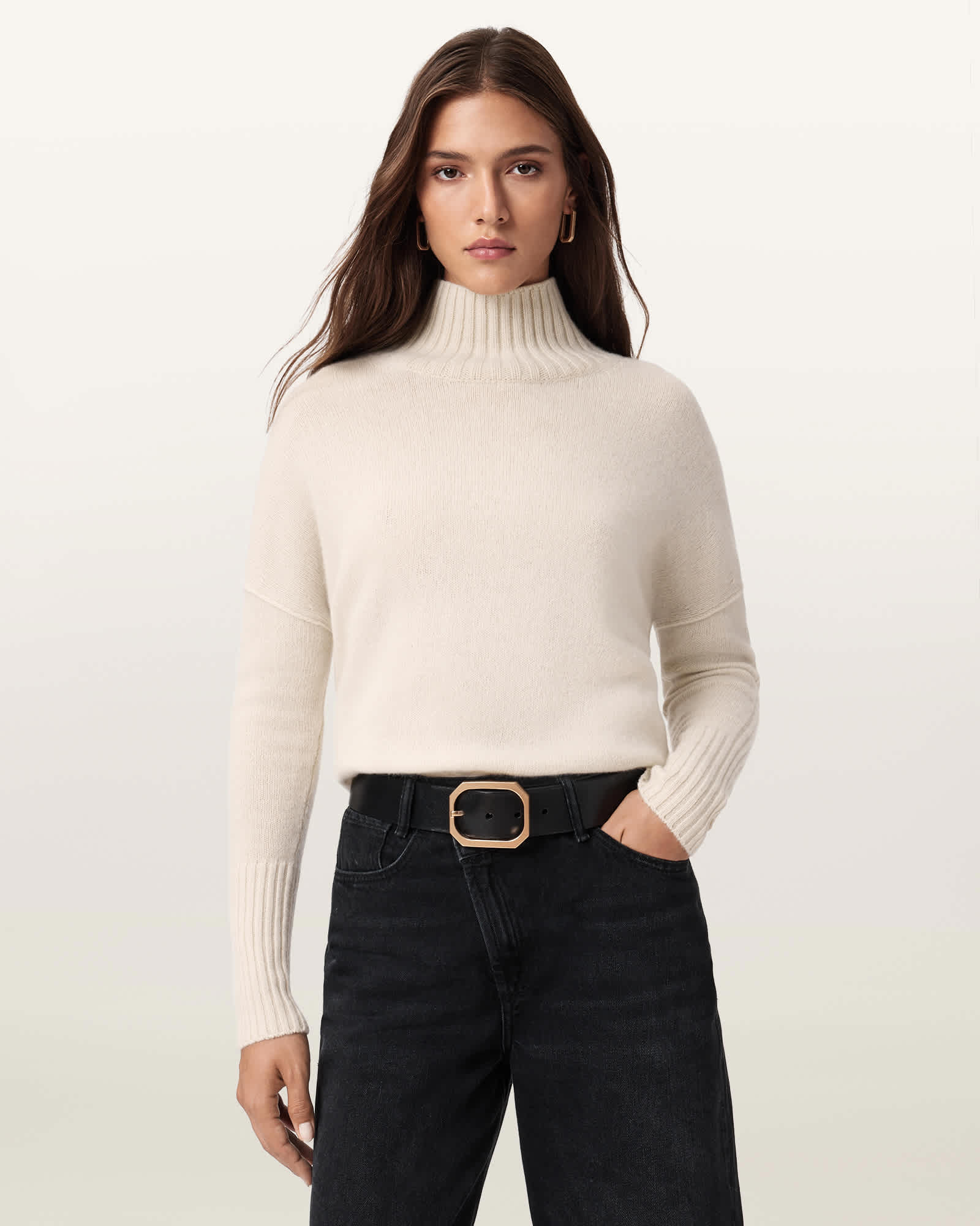 Ester Cashmere Roll Neck Chalk White | ALLSAINTS