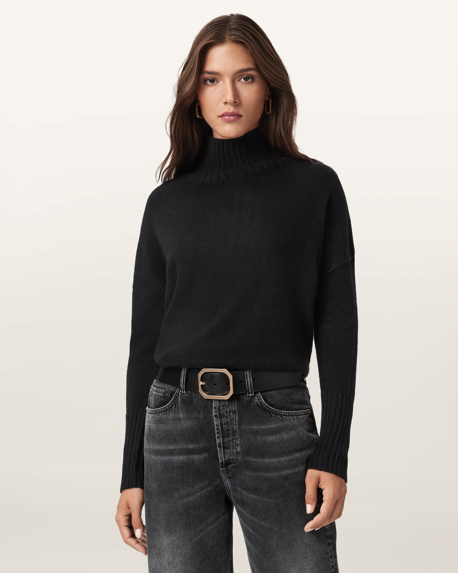 Ester Cashmere Roll Neck Black | ALLSAINTS