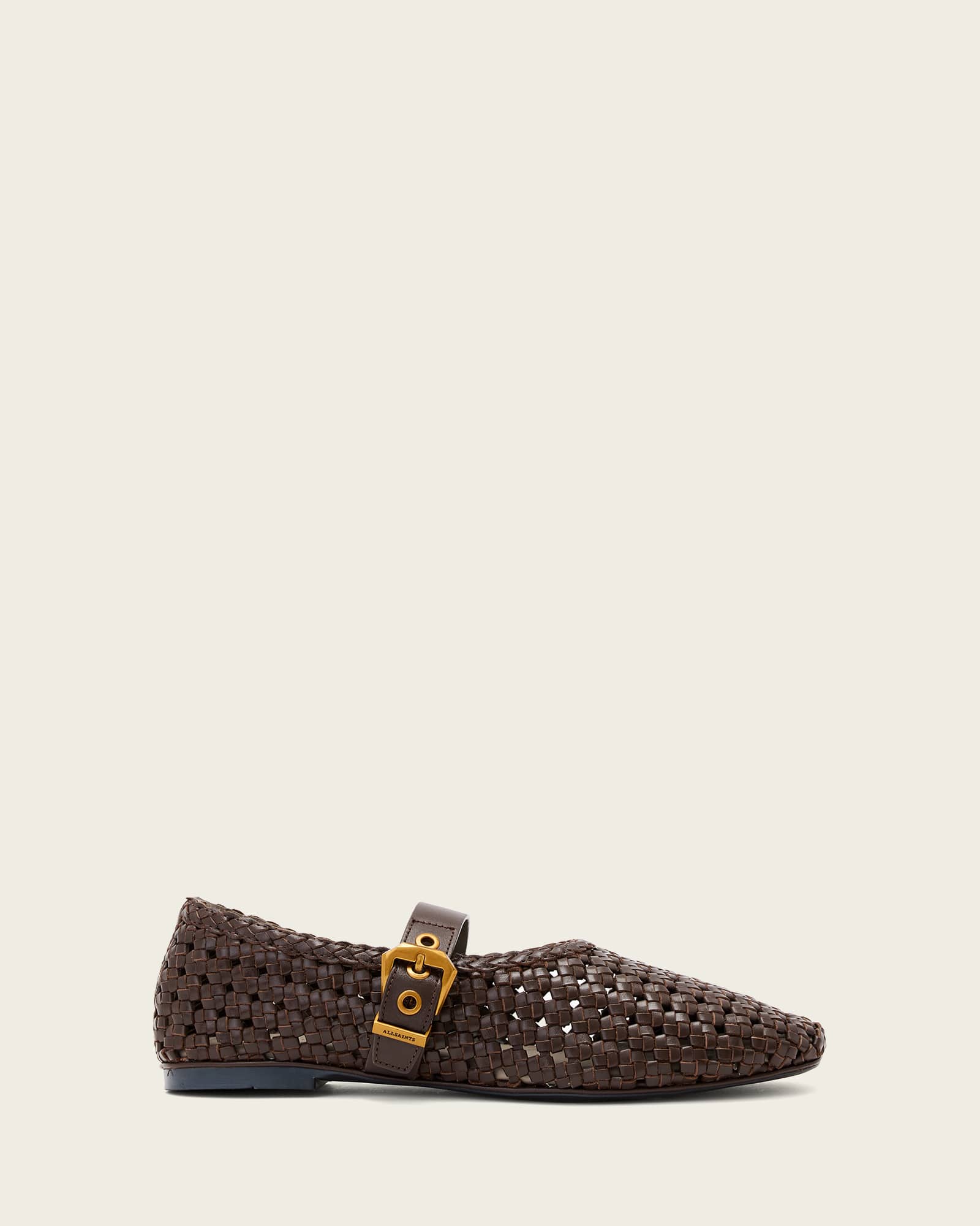 Sabine Woven Leather Flats Brown | ALLSAINTS