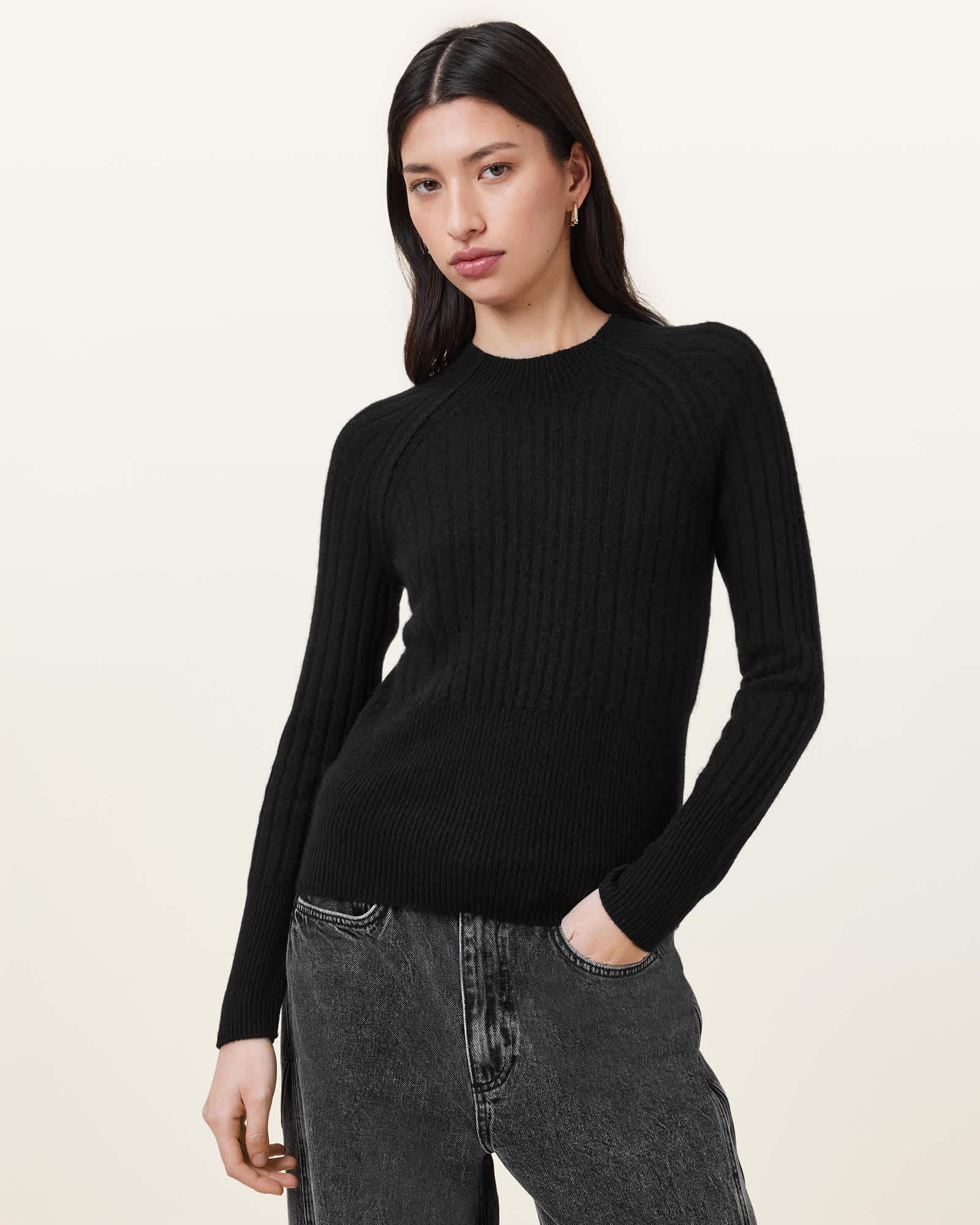 Maya Ribbed Cashmere Sweater Black | ALLSAINTS US Maya Ribbed Cashmere Sweater Black | ALLSAINTS US