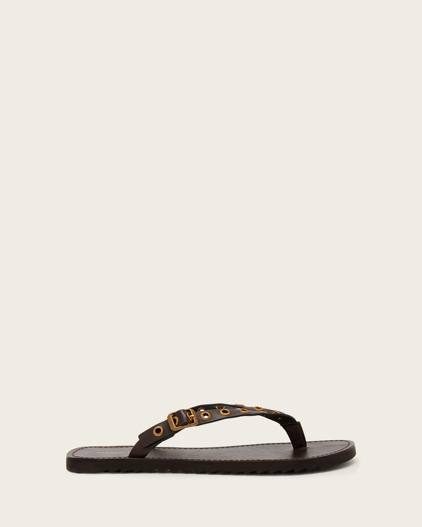 Sydney Eyelet Leather Sandals Dark Brown | ALLSAINTS Canada