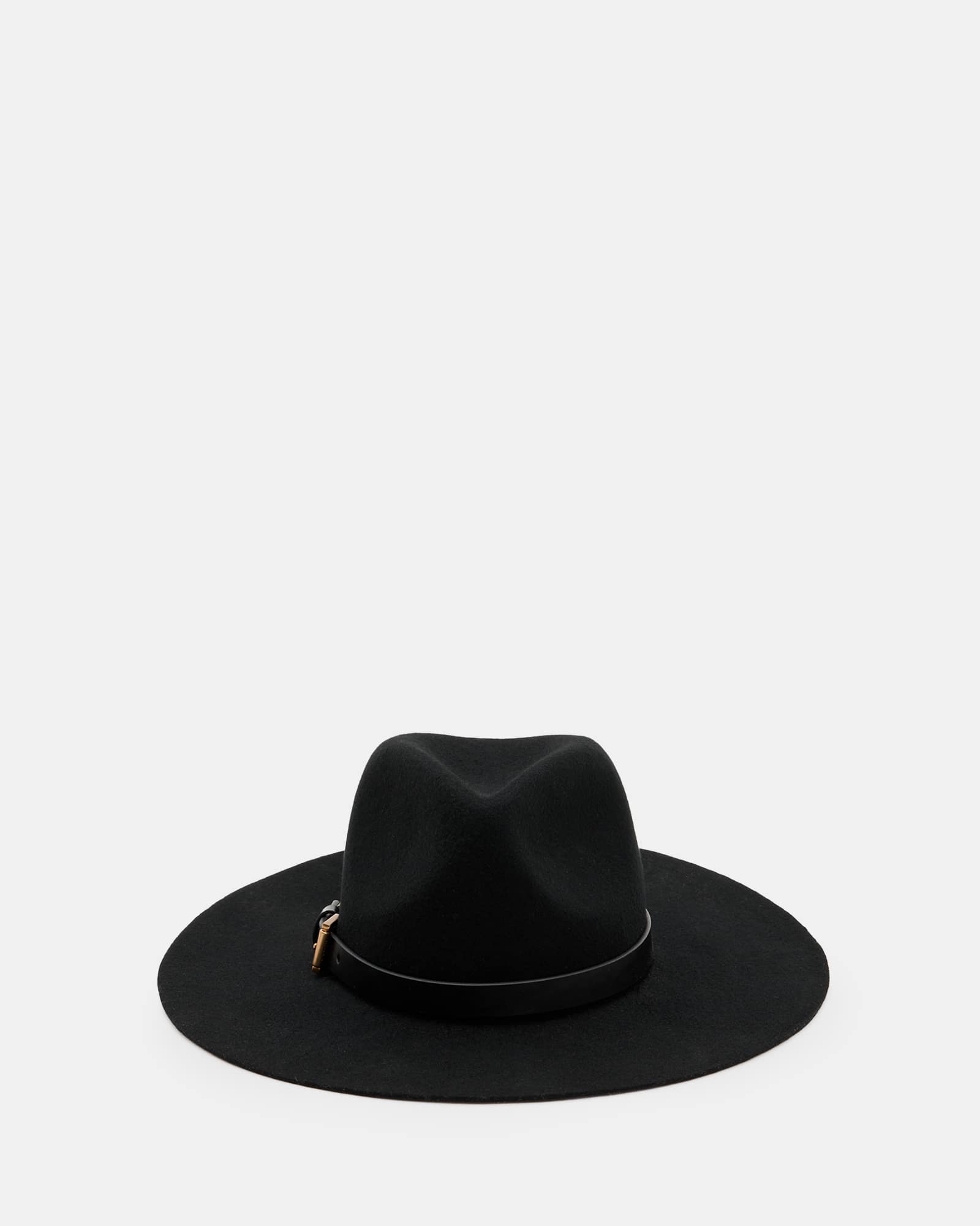 Addison Wool Buckle Fedora Hat BLACK/WARM BRASS | ALLSAINTS