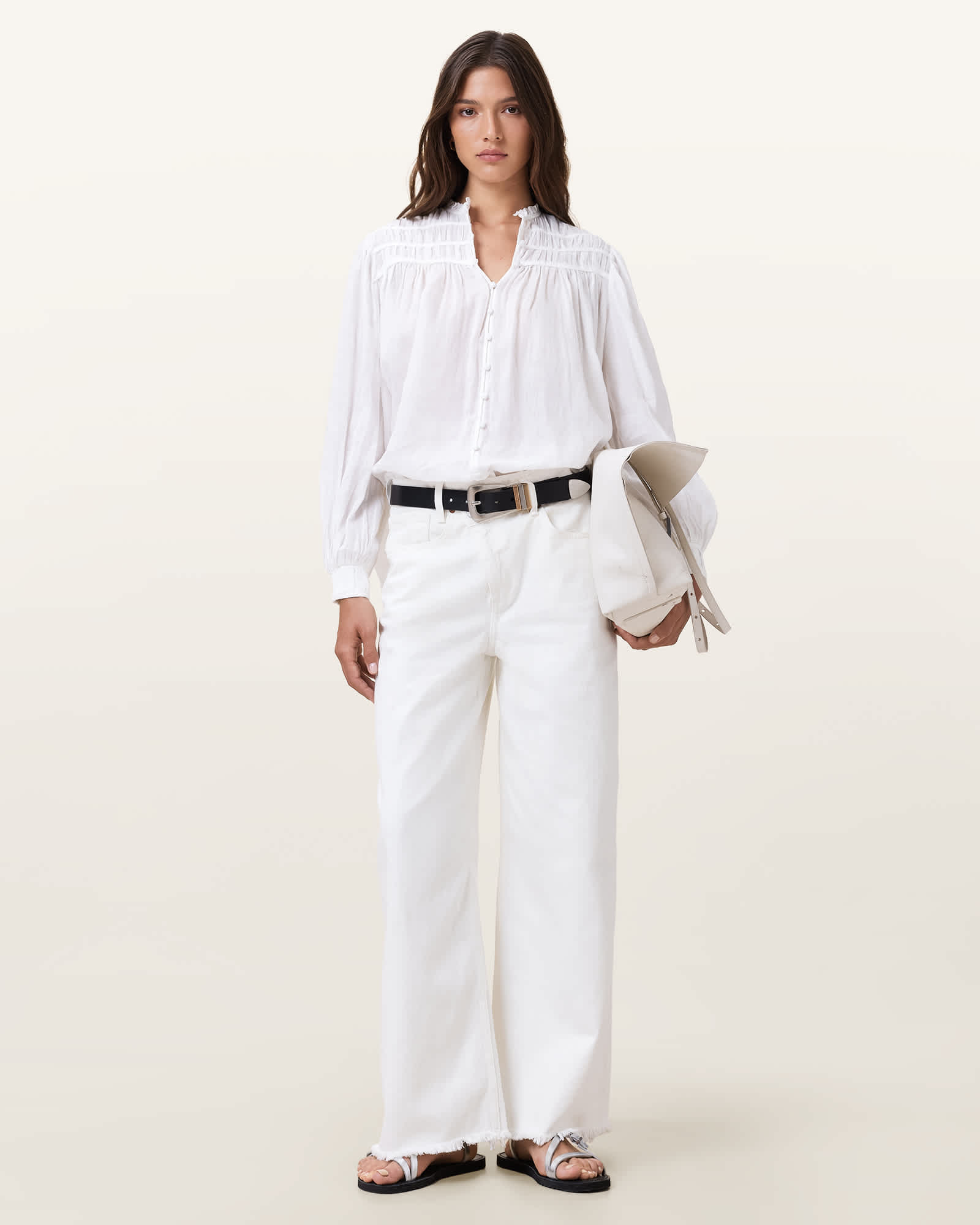Etti White Linen Shirt Optic White | ALLSAINTS US