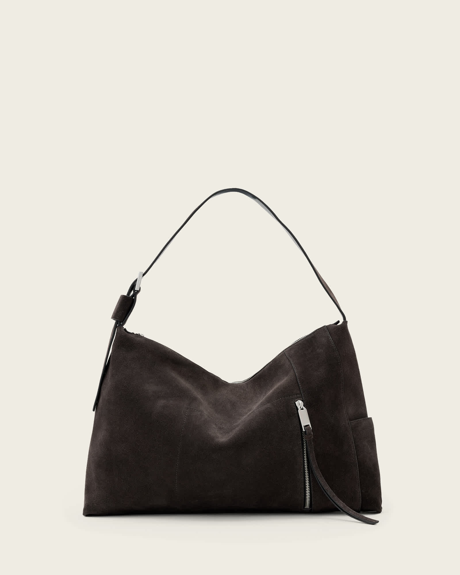 Alba Suede Shoulder Bag Bitter Brown | ALLSAINTS US