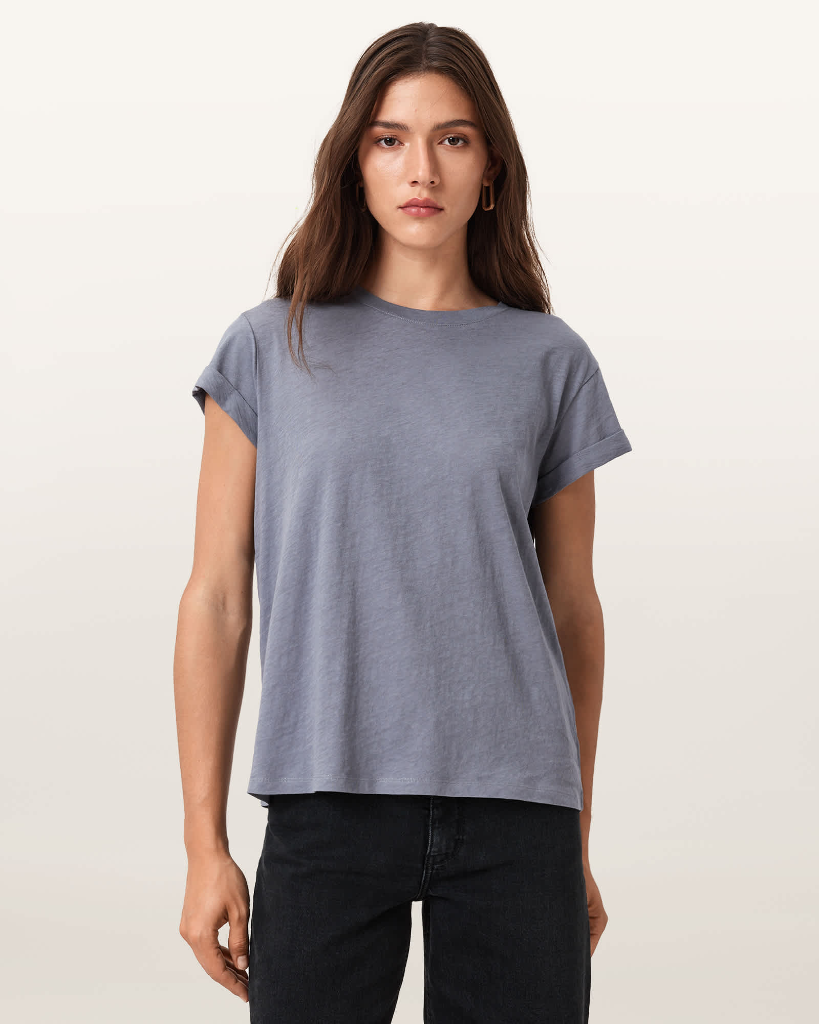Anna Crew Neck Short Sleeve T-Shirt LILAC GREY | ALLSAINTS US