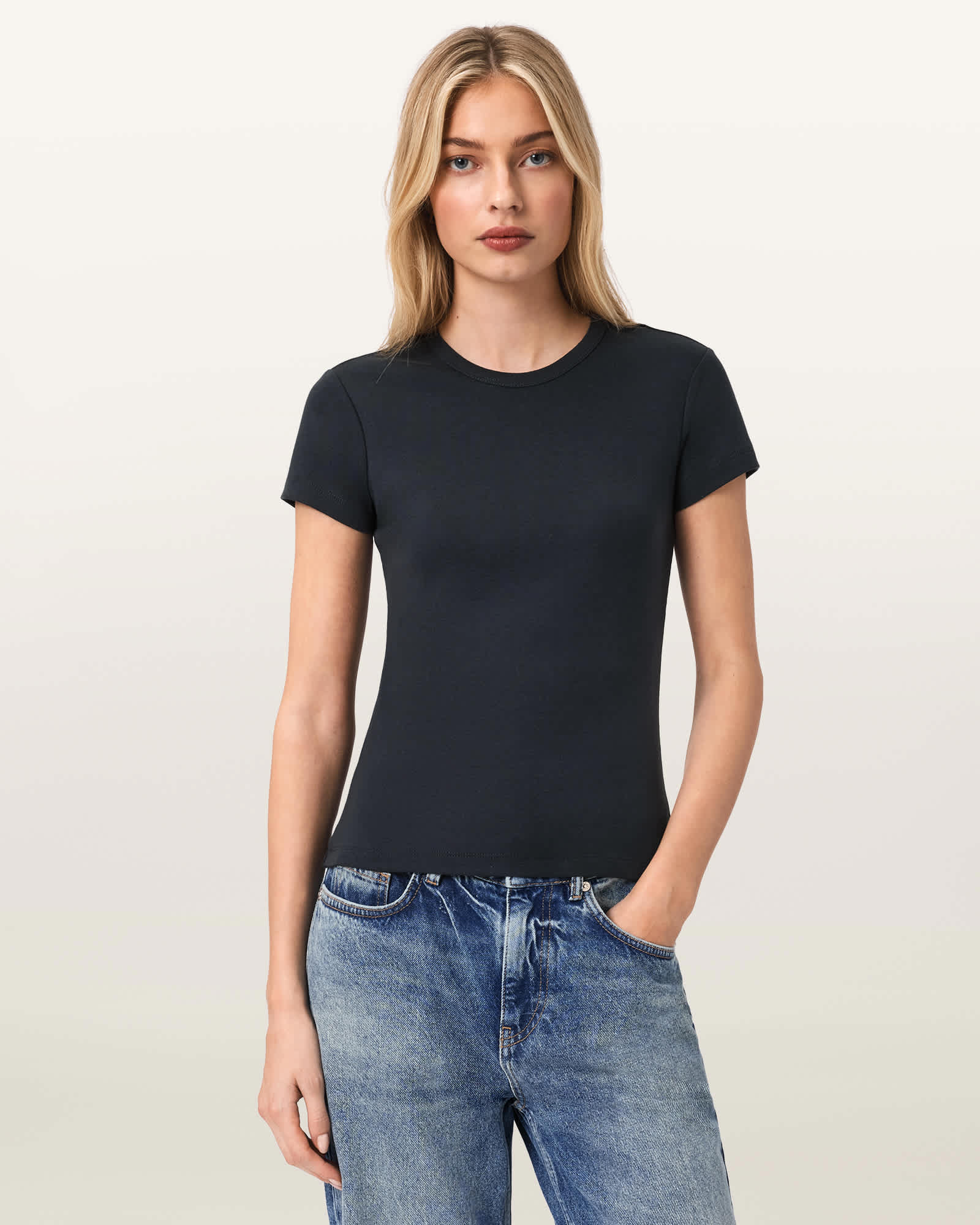 Stevie Slim Fit Short Sleeve T-Shirt GRAPHITE BLUE | ALLSAINTS Canada