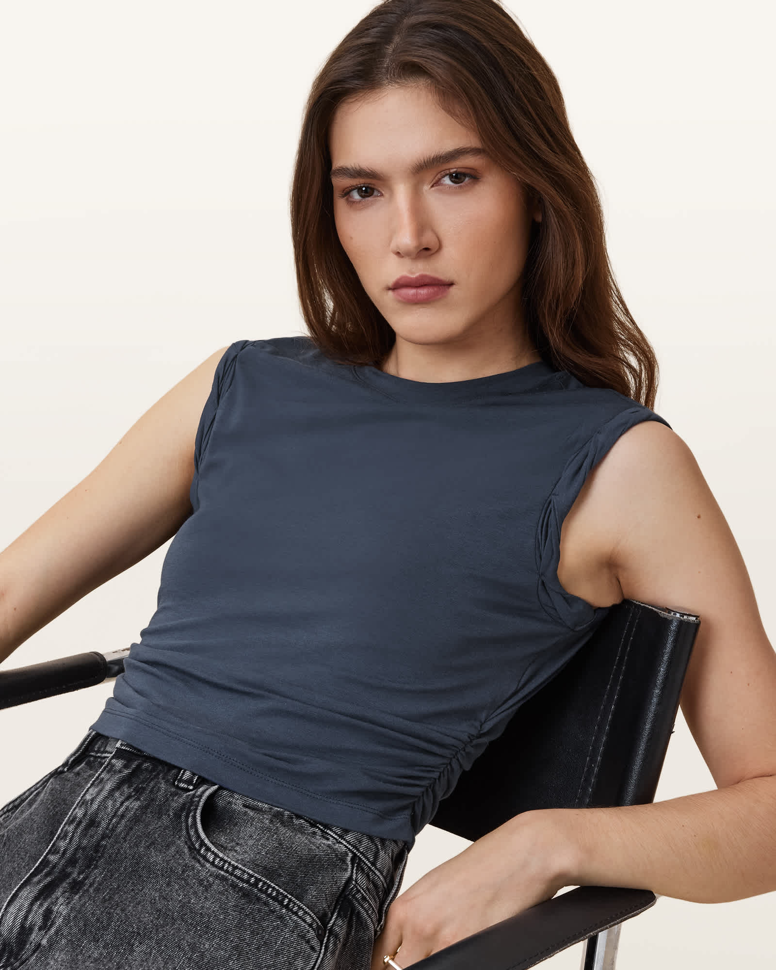 West Sleeveless Tank Top BLUEBERRY BLUE | ALLSAINTS