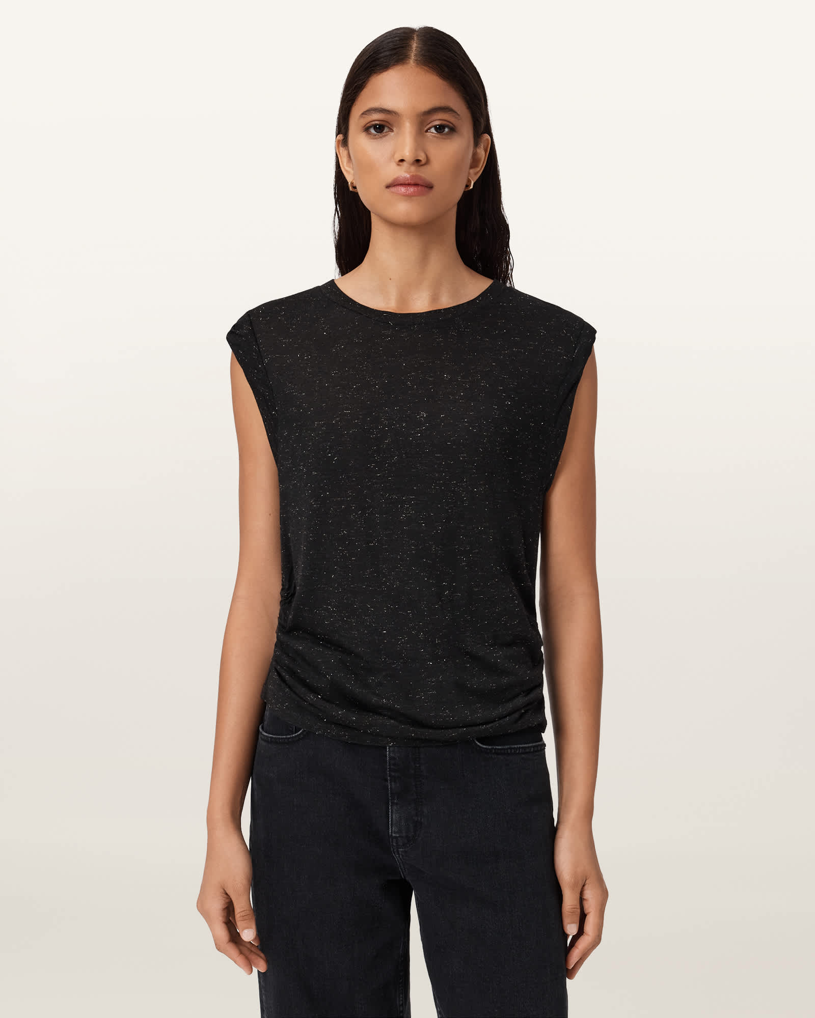 West Shimmer Tank Top Black | ALLSAINTS US
