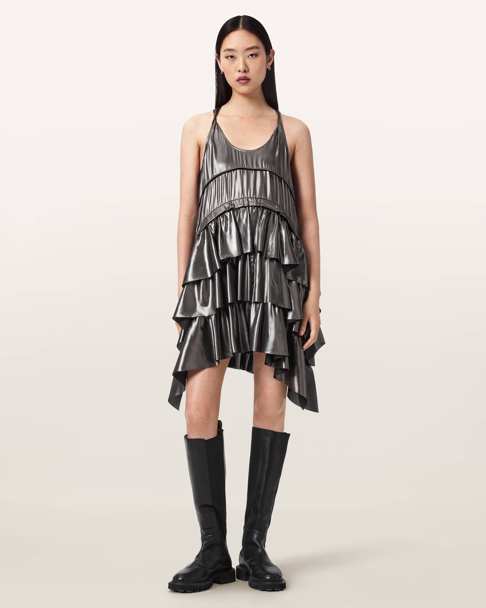 Cavarly Metallic Mini Dress Metallic Silver | ALLSAINTS FR