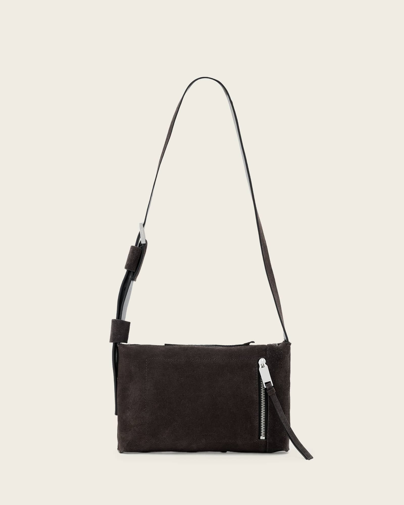 Alba Suede Crossbody Bag Bitter Brown | ALLSAINTS US