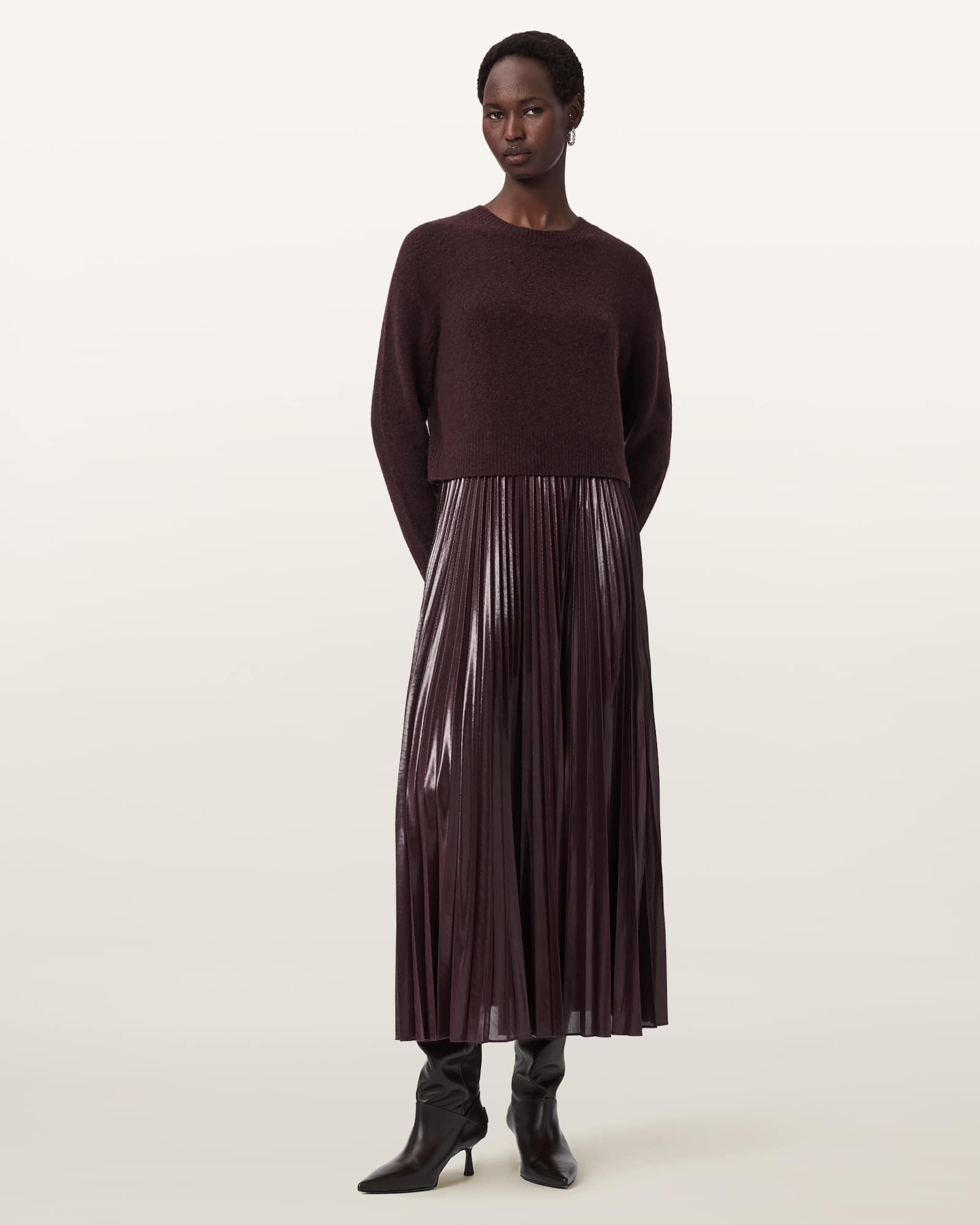 Spark 2-in-1 Dress OXBLOOD RED | ALLSAINTS