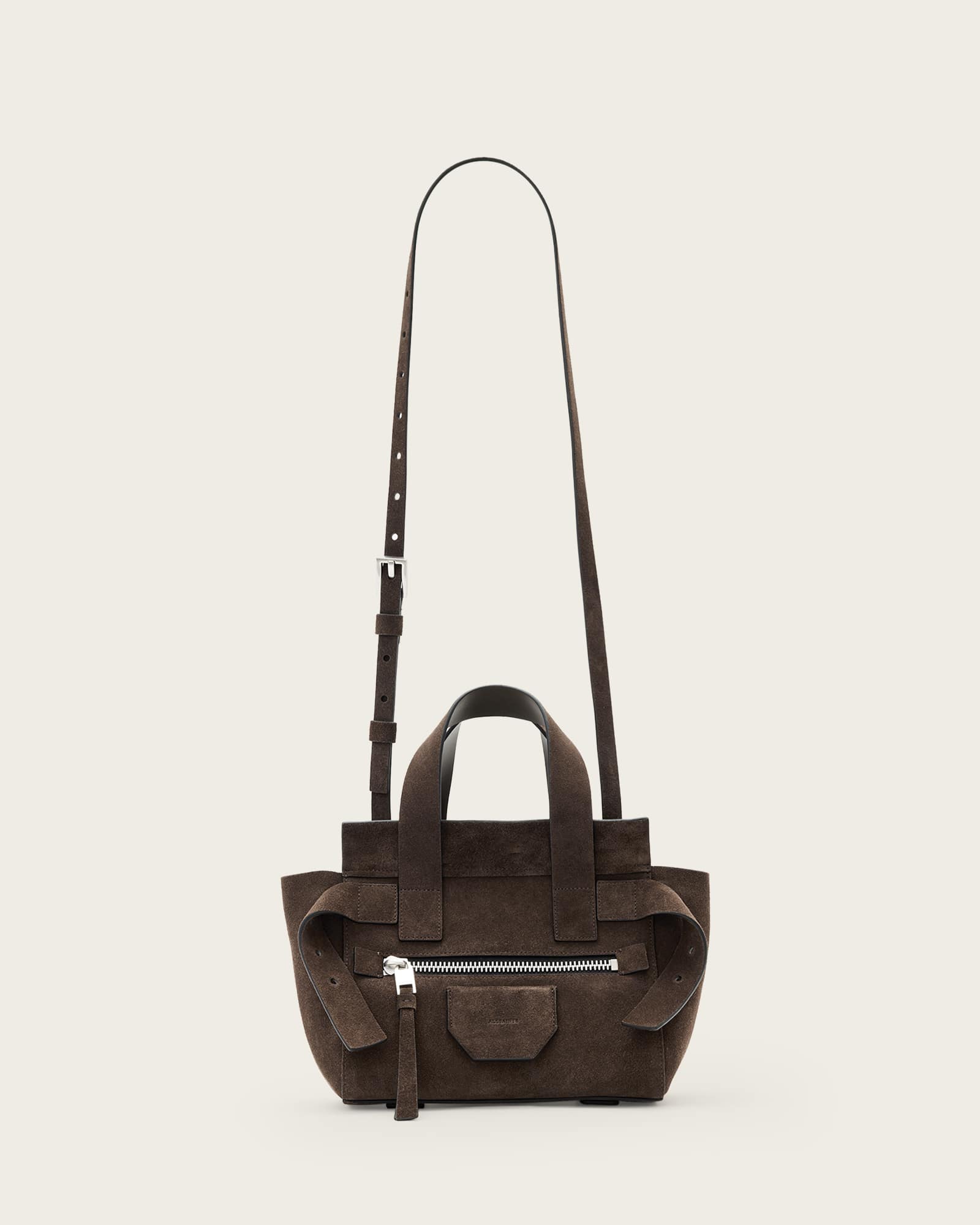 Perez Suede Mini Crossbody Bag FANGO BROWN | ALLSAINTS US