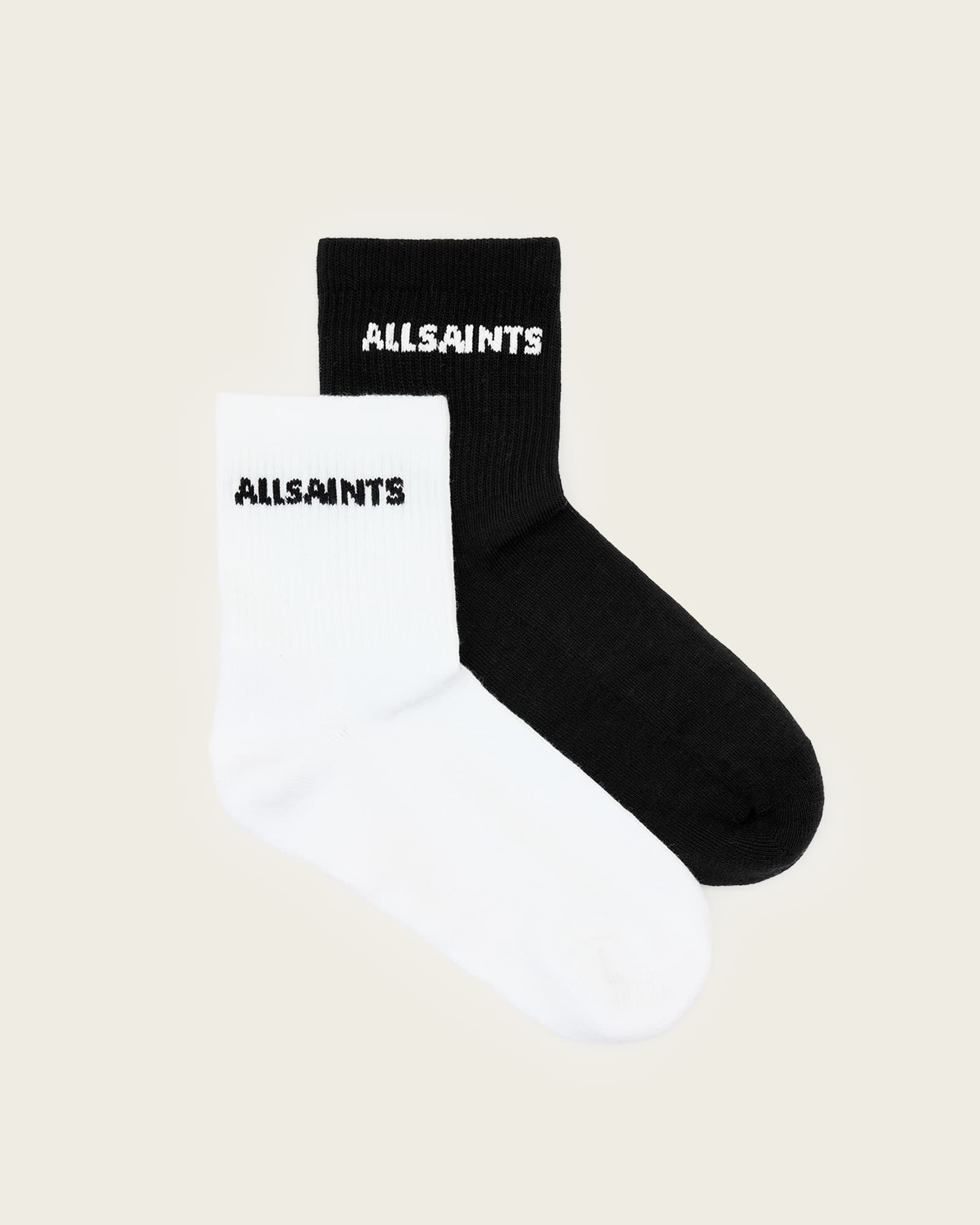 Joss Logo 2 Pack Ankle Socks Black/White | ALLSAINTS Canada