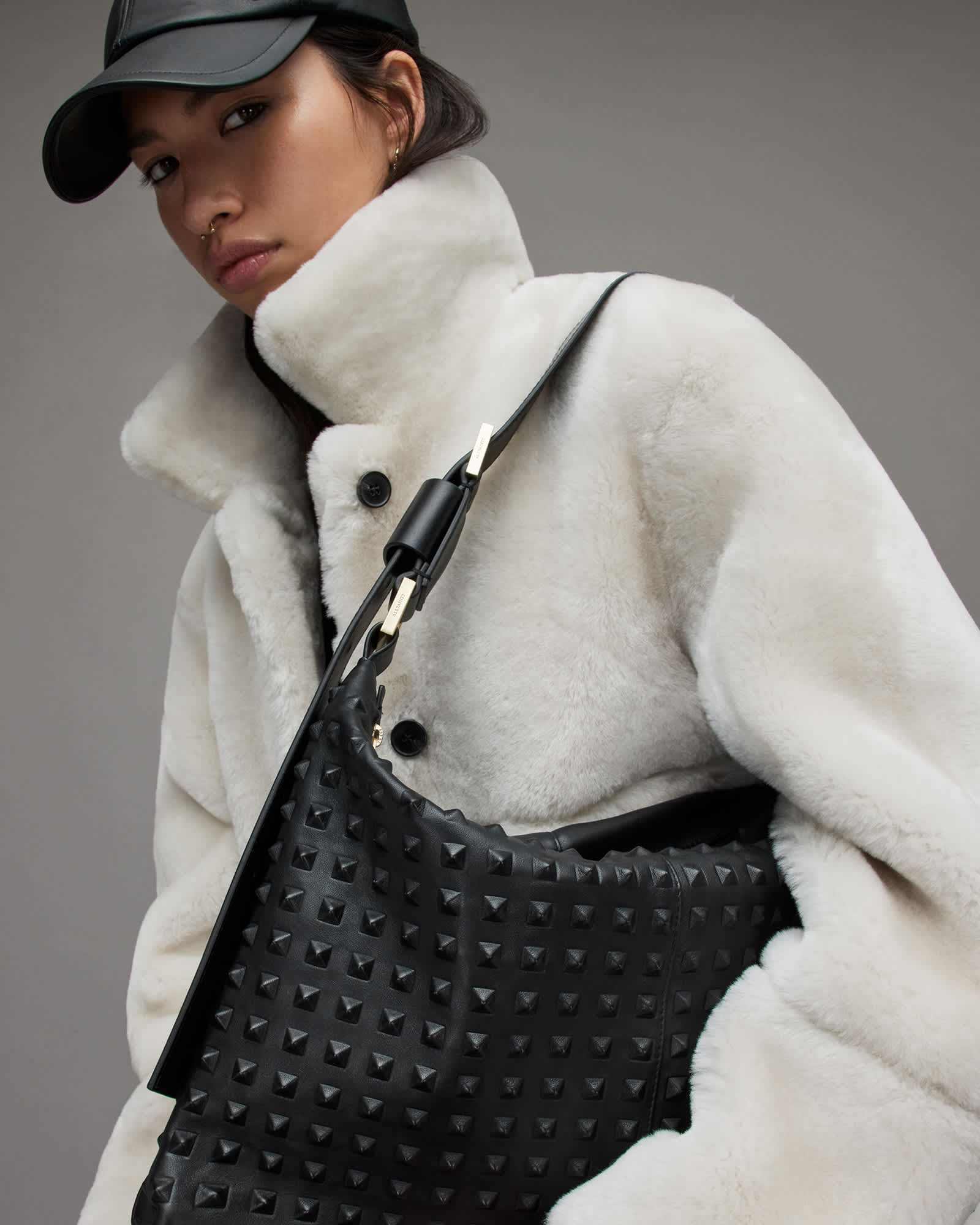 Edbury Studded Leather Bag Black | ALLSAINTS US