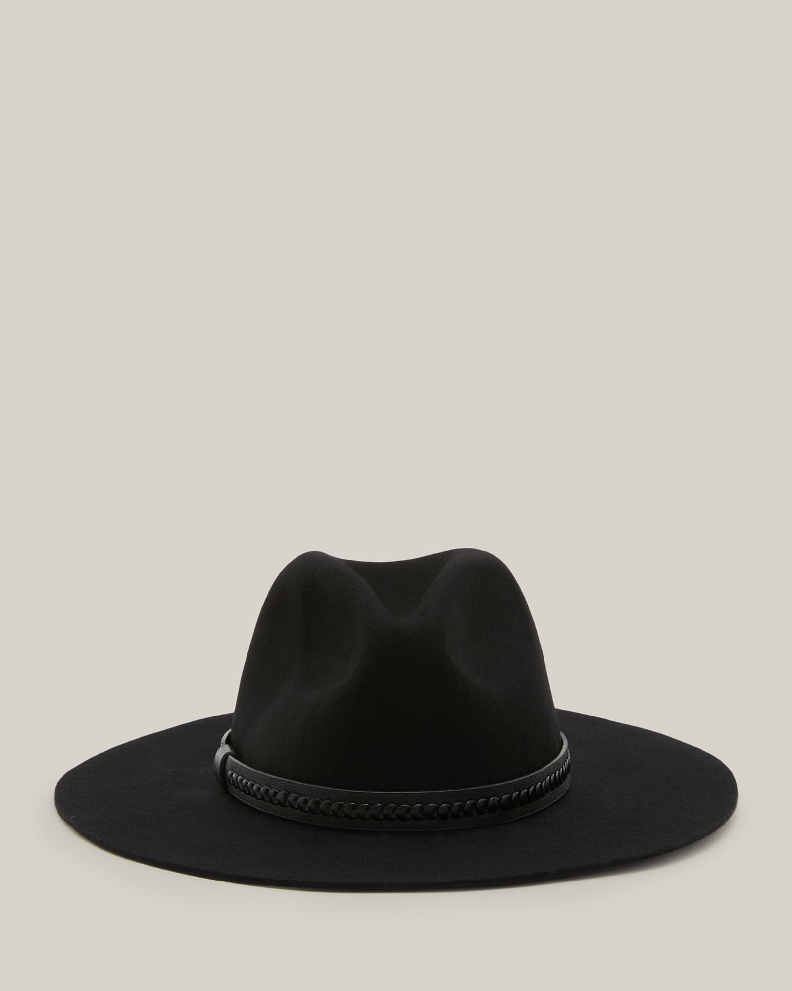 Elara Studded Fedora BLACK/WARM BRASS | ALLSAINTS US