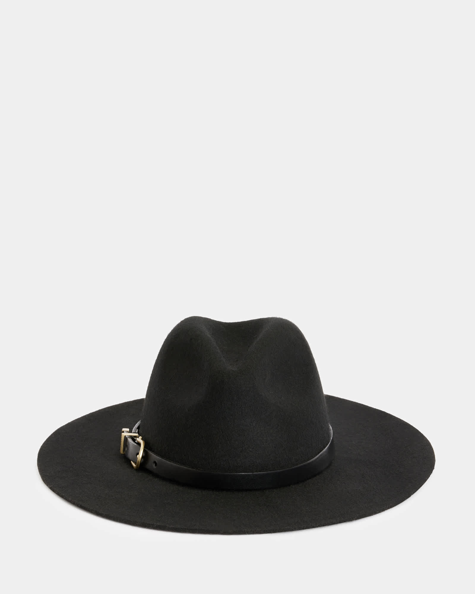 Matilda Western Wool Fedora Hat BLACK/WARM BRASS | ALLSAINTS