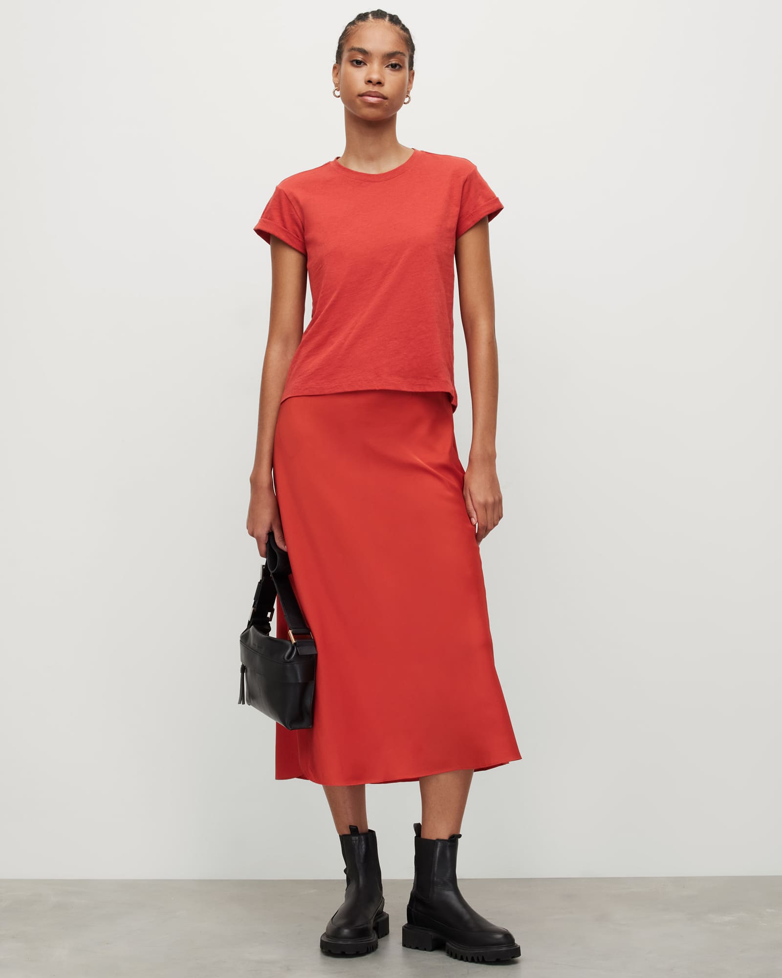 Anna Crew Neck Short Sleeve T-Shirt Red | ALLSAINTS