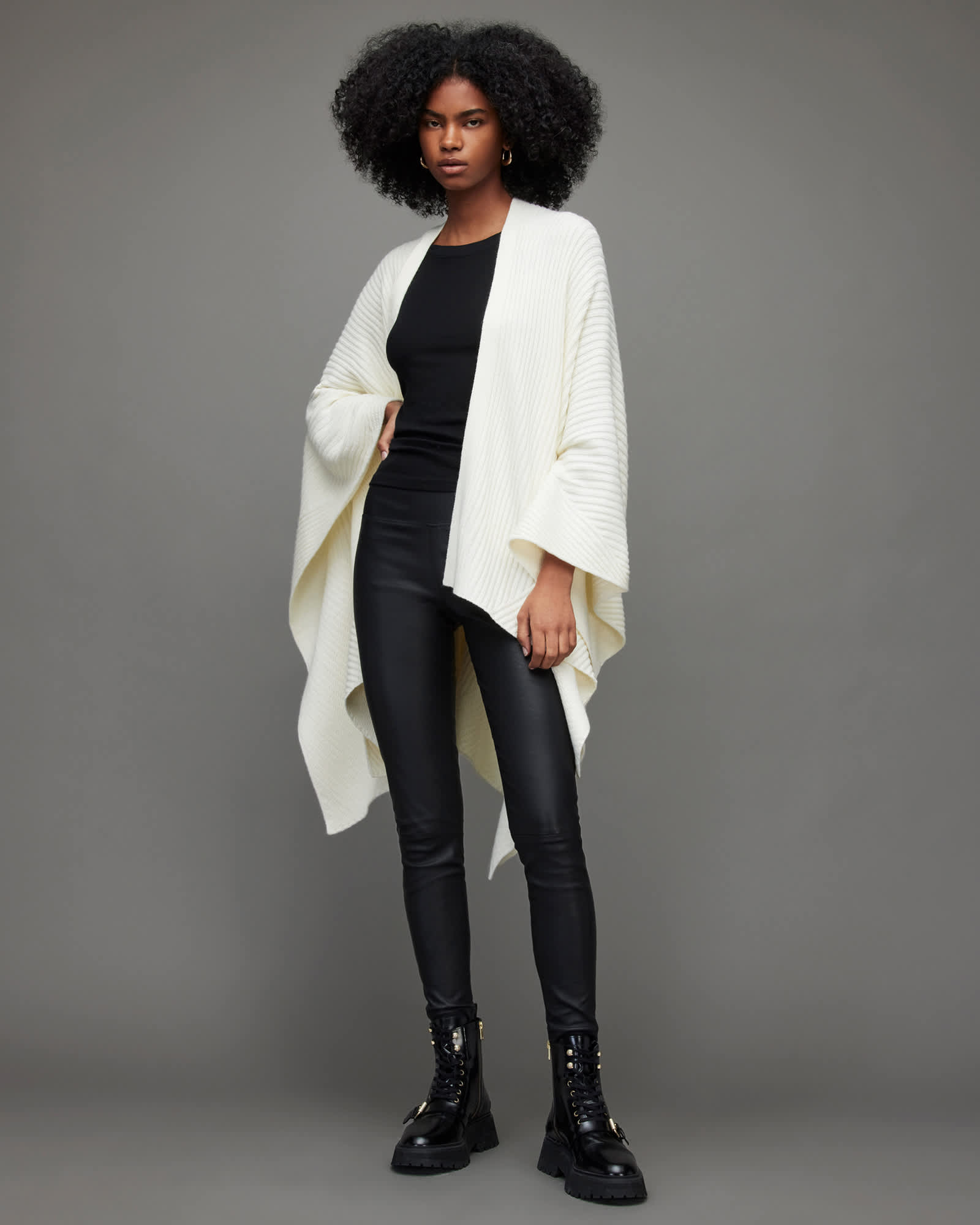 Robyn Rib Ruana Scarf Chalk White | ALLSAINTS US