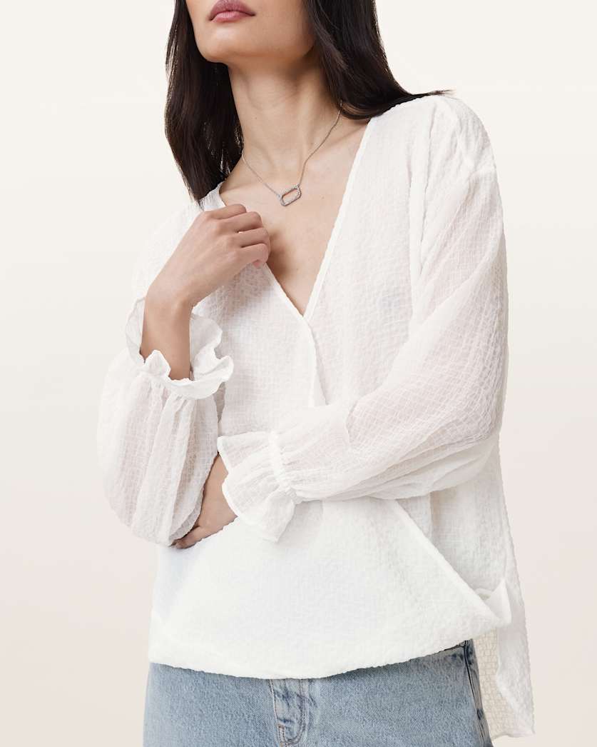 Penny Wrap Over Shirt Chalk White | ALLSAINTS US
